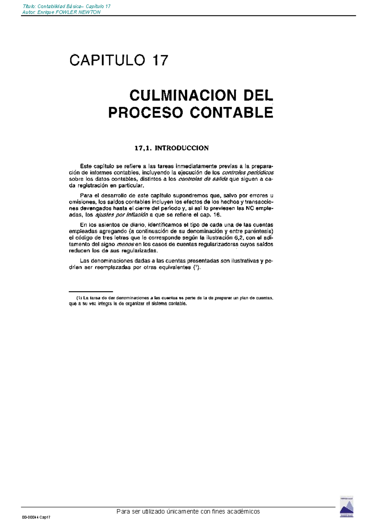 Contabilidad Capítulo 17: Culminación del Proceso Contable - Studocu