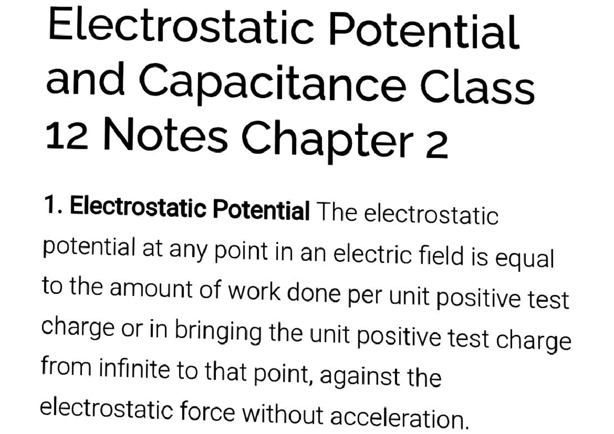 Electrostatic Potential and Capacitance Class 12 Notes - Chapter 2 ...