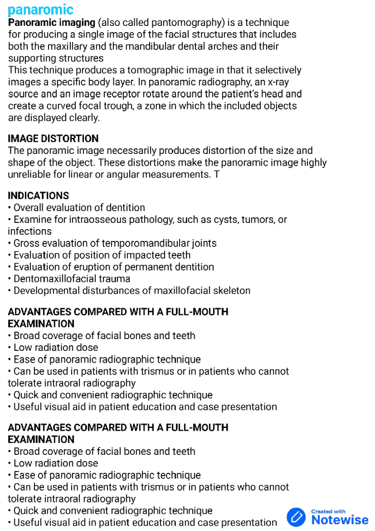Panoramic Imaging Techniques and Applications in Dentistry - Studocu
