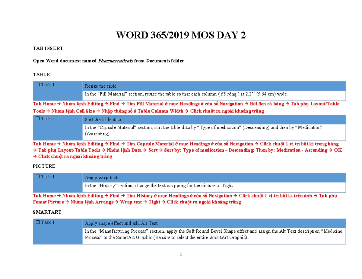 WORD 2019/365 MOS Day 1: Document Editing & Accessibility Tasks - Studocu
