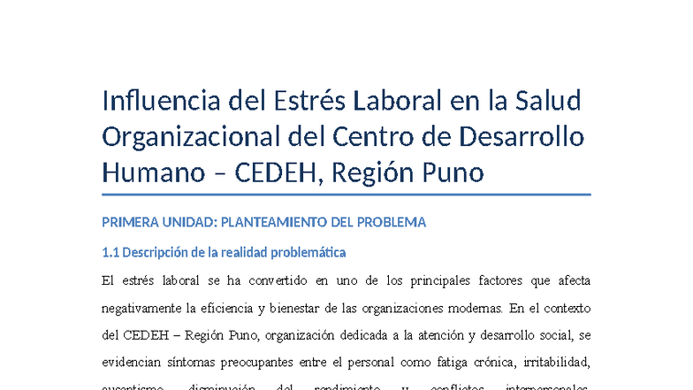 Influencia del Estrés Laboral en la Salud Organizacional CEDEH ...