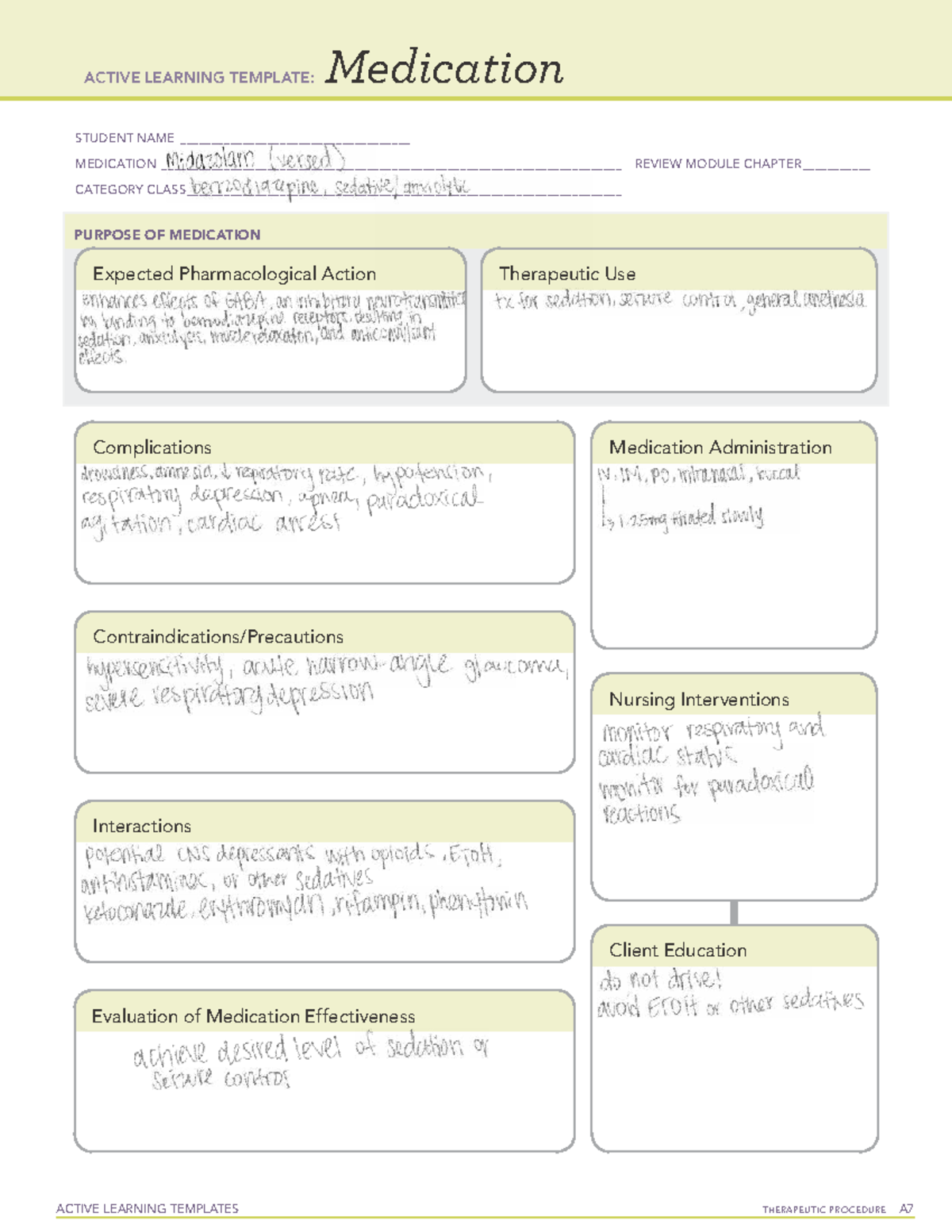 Midazolam Medication Review Module: Active Learning Template - Studocu