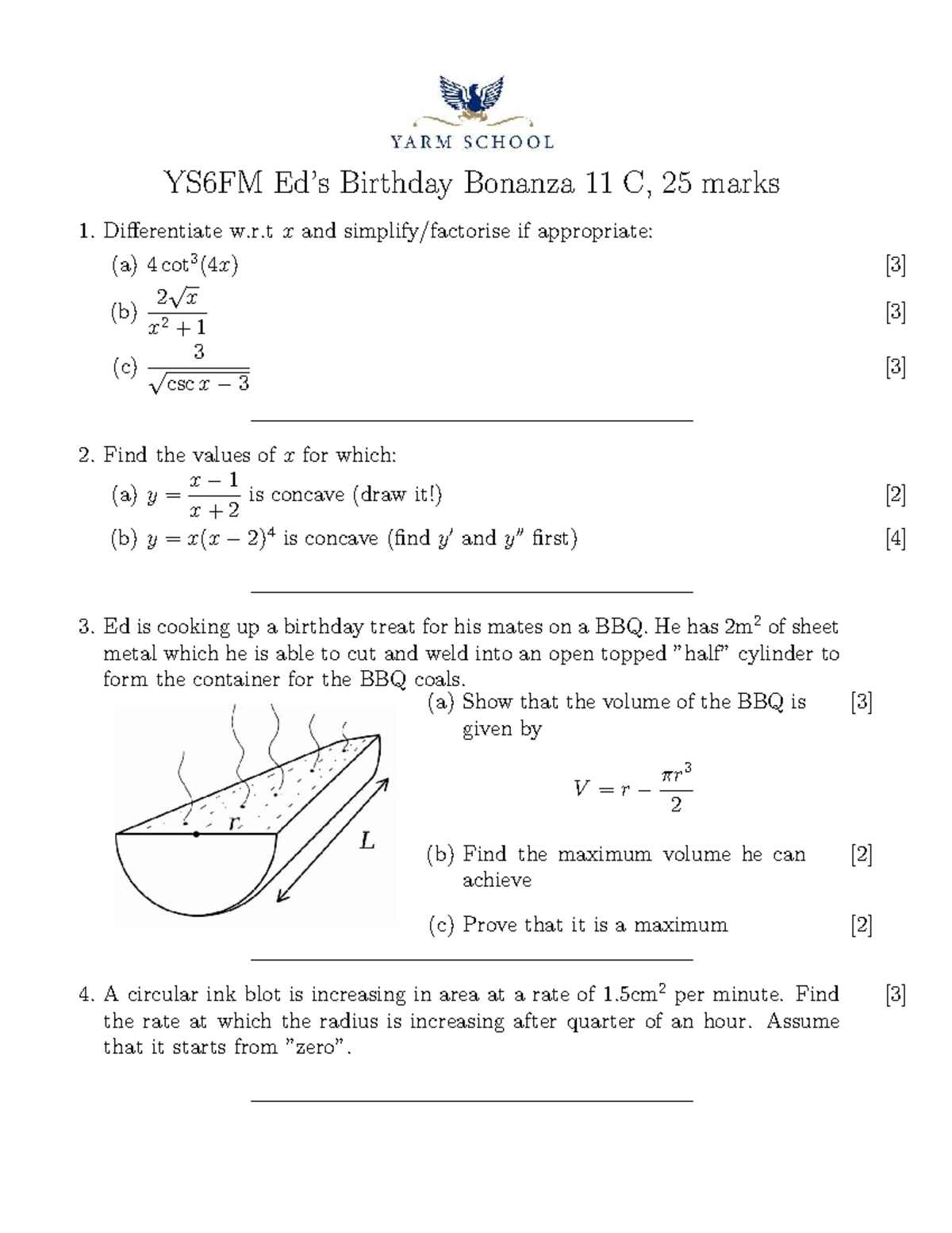 YS6FM Birthday Bonanza 11 C - Calculus Problems & Solutions - Studocu