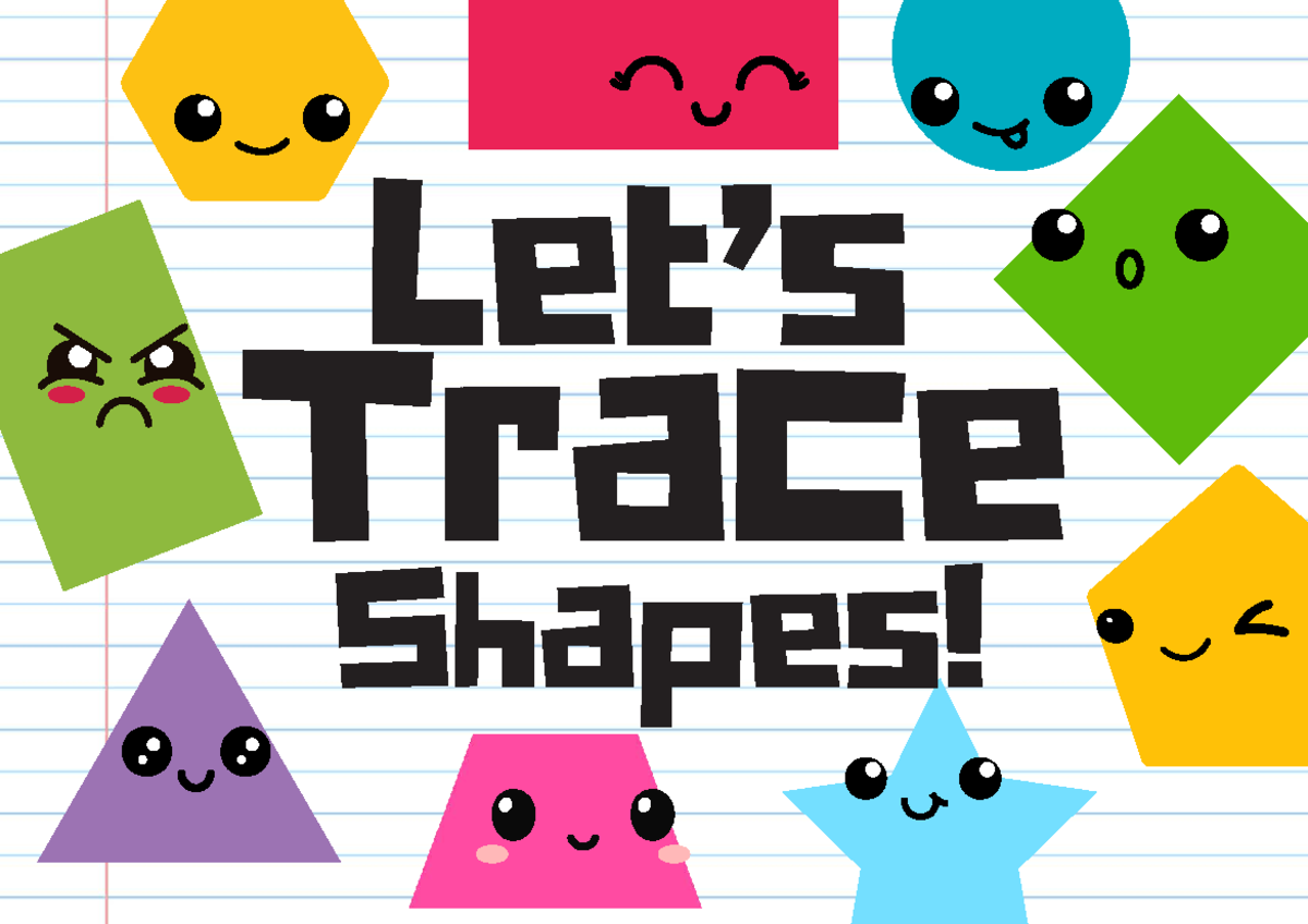 Let's Trace Shapes Activity Worksheets in Notebook Paper Background ...