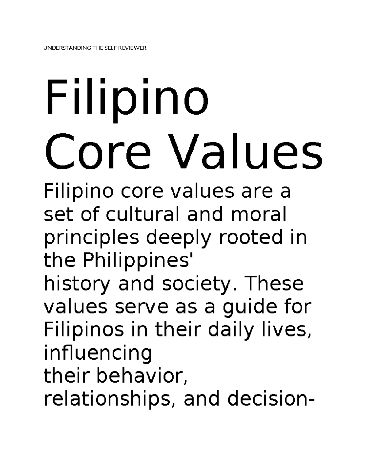 Understanding THE SELF Reviewer - UNDERSTANDING THE SELF REVIEWER ...