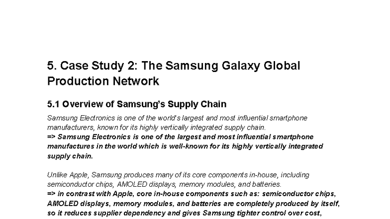 5. Case Study: Samsung Galaxy Global Production Network Analysis - Studocu