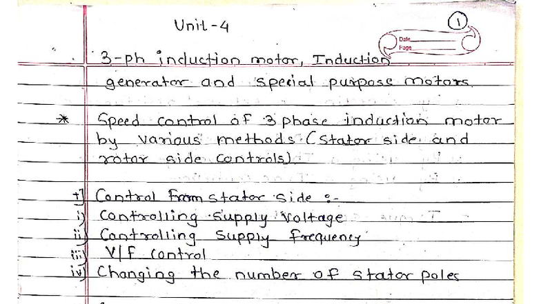 Unit 4 SE2 R2 Induction Motors: Speed Control Methods and Applications ...