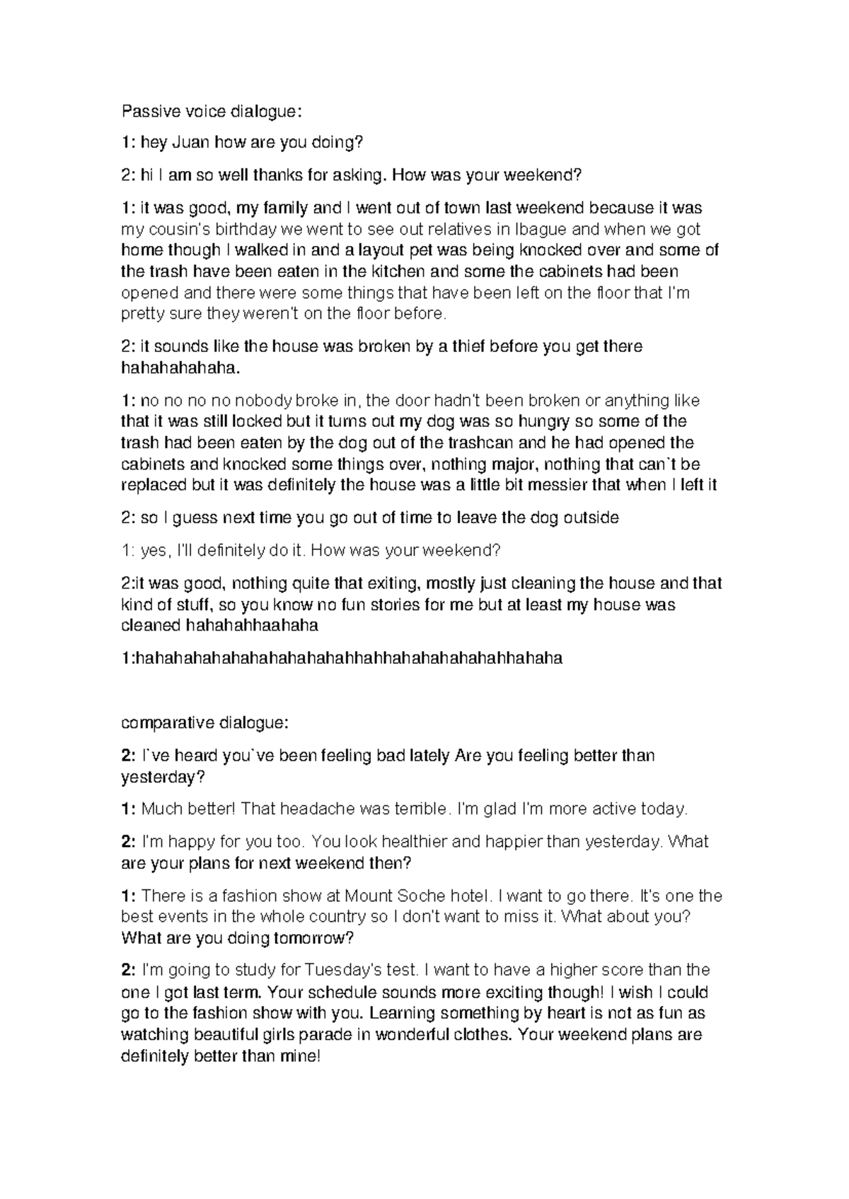 Dialogue on Passive Voice and Comparatives - ENG 202 PDF - Studocu