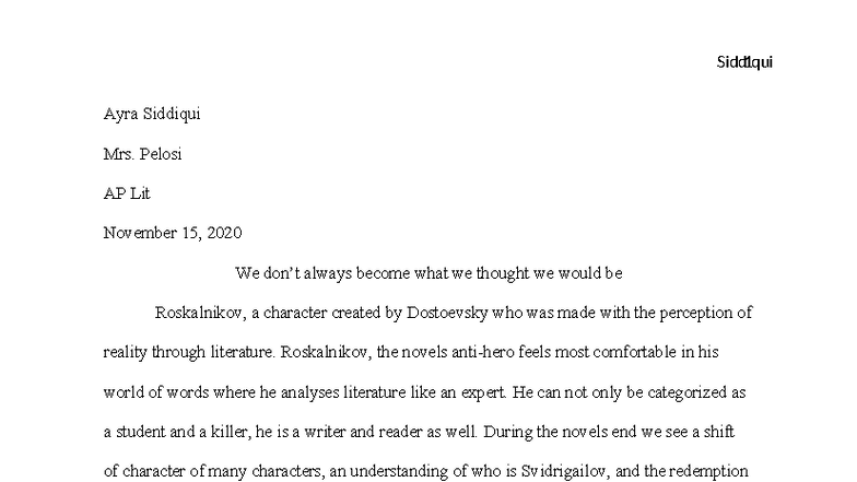 AP Lit Essay Notes: Analyzing Raskolnikov's Duality in Crime and ...