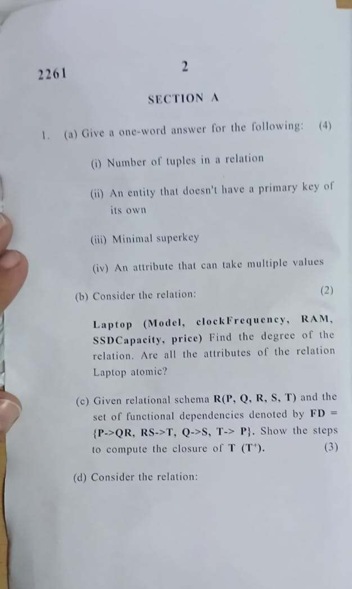 DBMS 2261 - Paper 1: Previous Year Questions and Solutions - Studocu