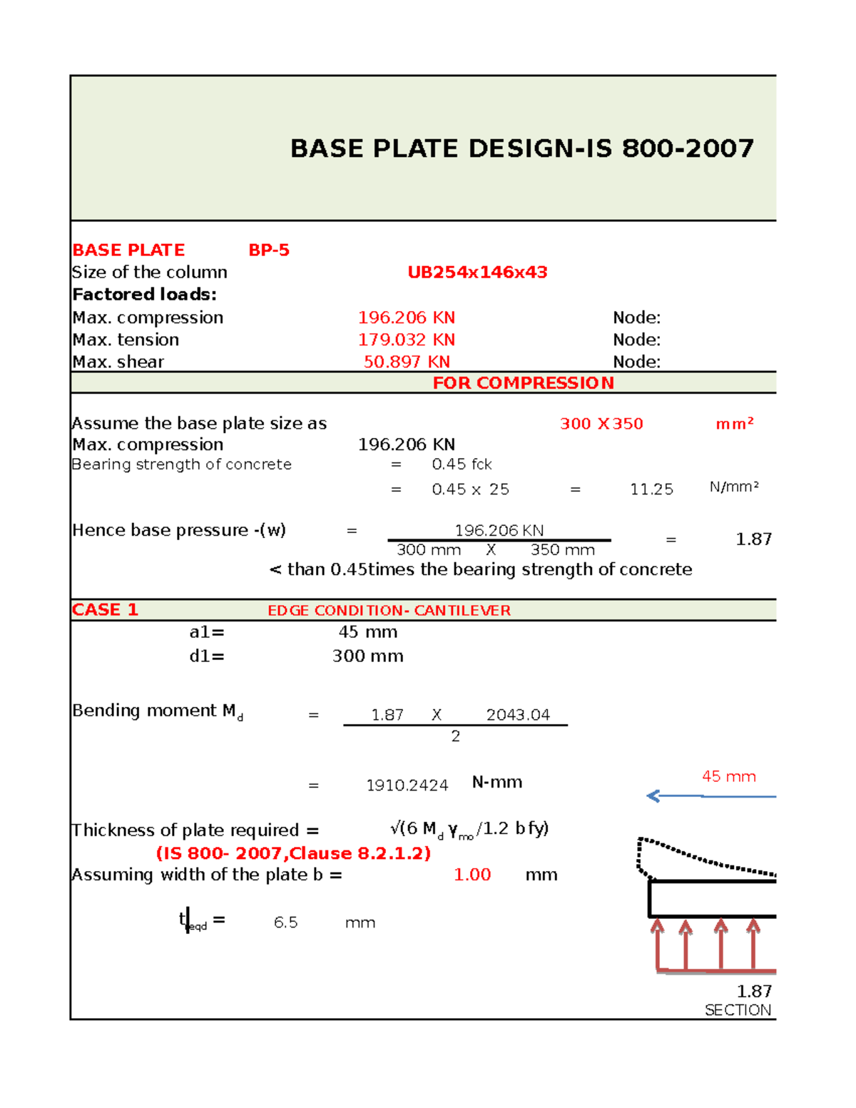 Design Calculations for Base Plate and Shear Key (ENG 2007) - Studocu
