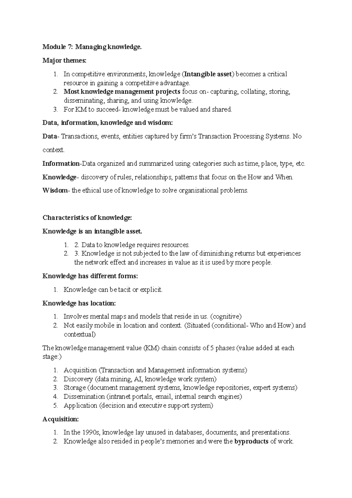 Module 7 & 8: Knowledge Management and Information Security Notes - Studocu