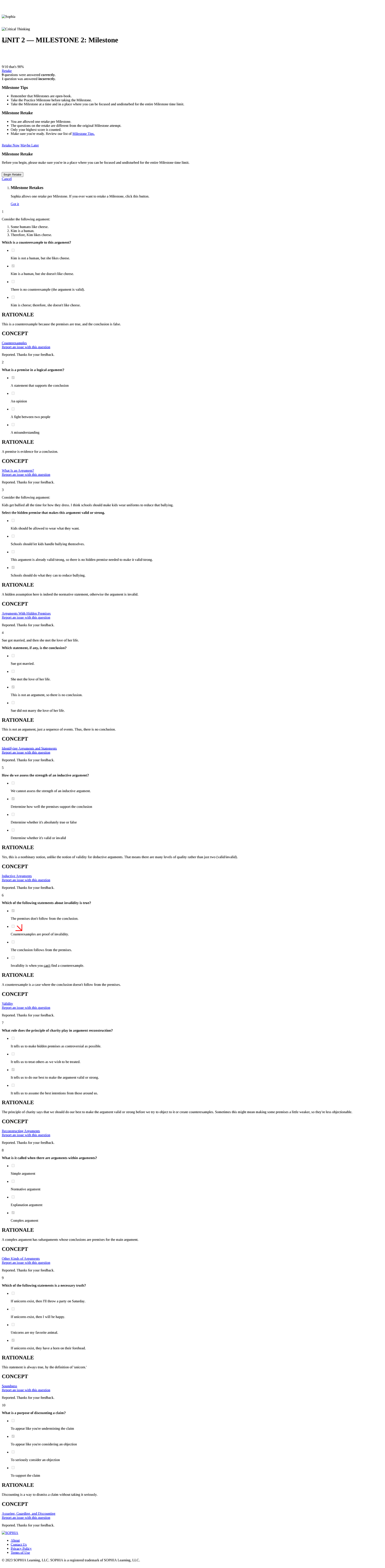 Sophia Critical Thinking Milestone 2 Guide and Tips - Studocu