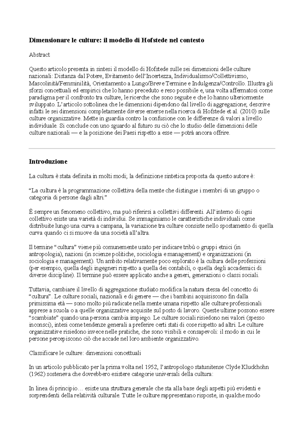 Dimensionare le Culture: Il Modello di Hofstede e le Sue Dimensioni ...