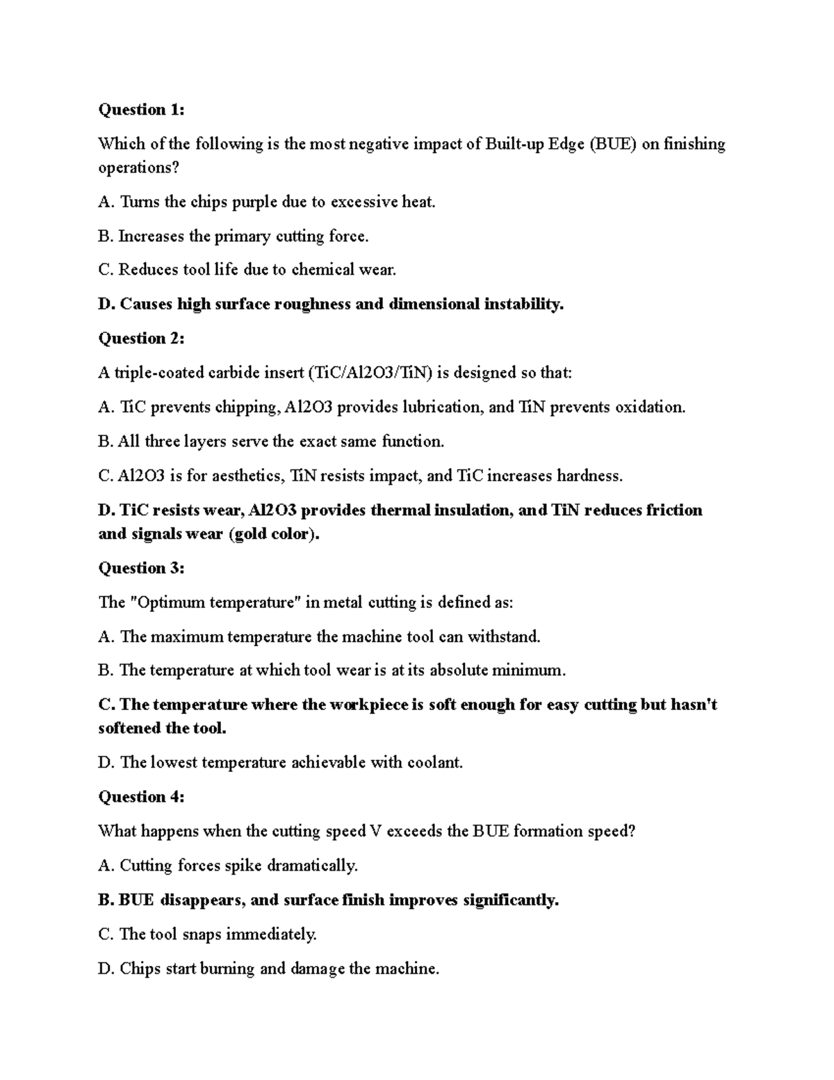 Quiz 3: Traditional Machining Processes (ENGR 101) - Studocu