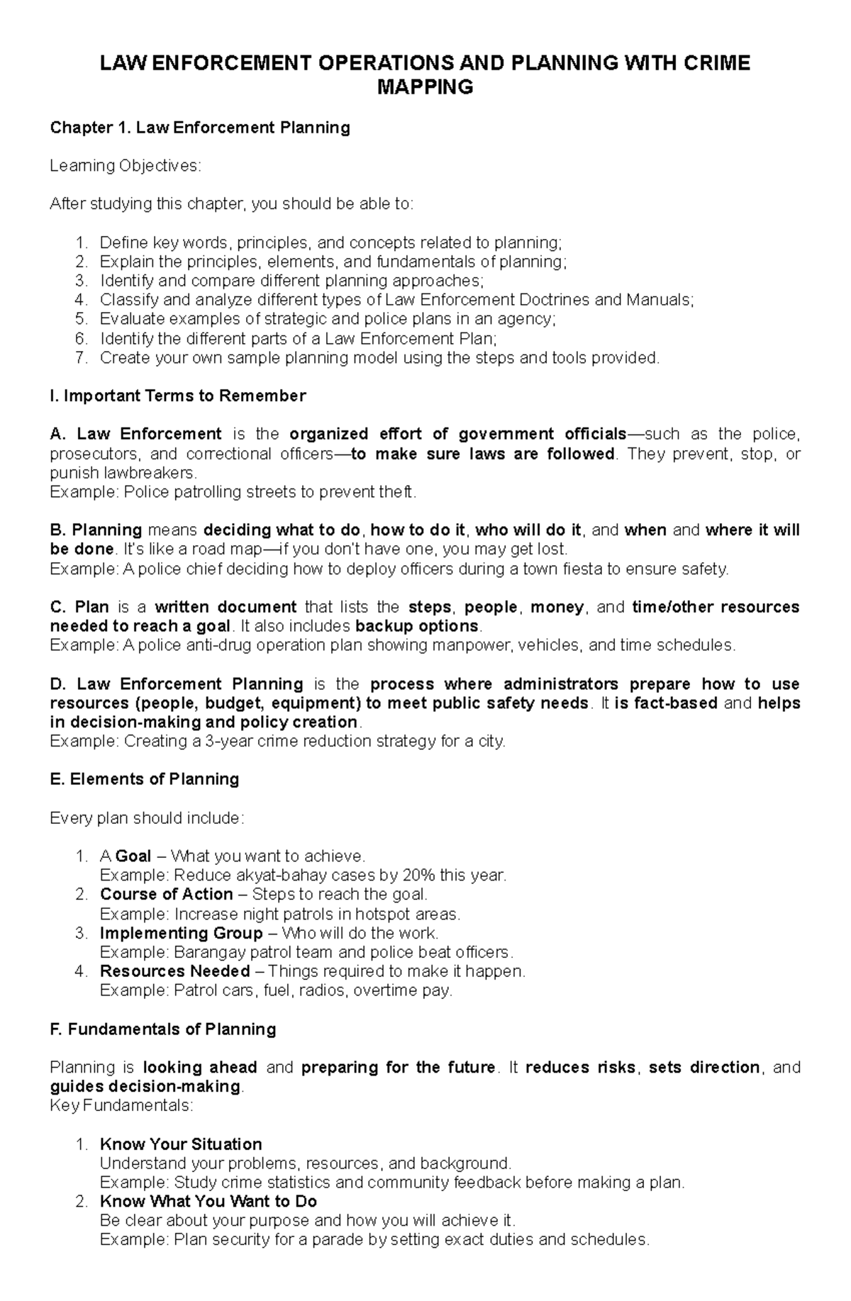 LAW 101: Law Enforcement Operations & Planning - Chapter 1 Overview ...