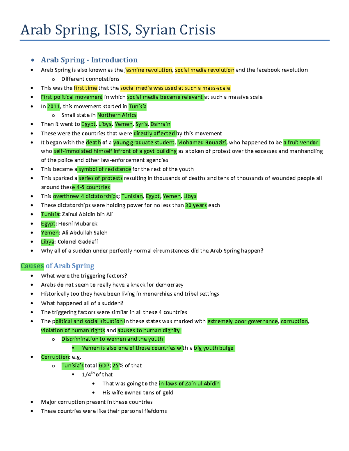 Arab Spring, ISIS, Syrian Crisis - o Tunisia’s total GDP; 25% of that 1 ...