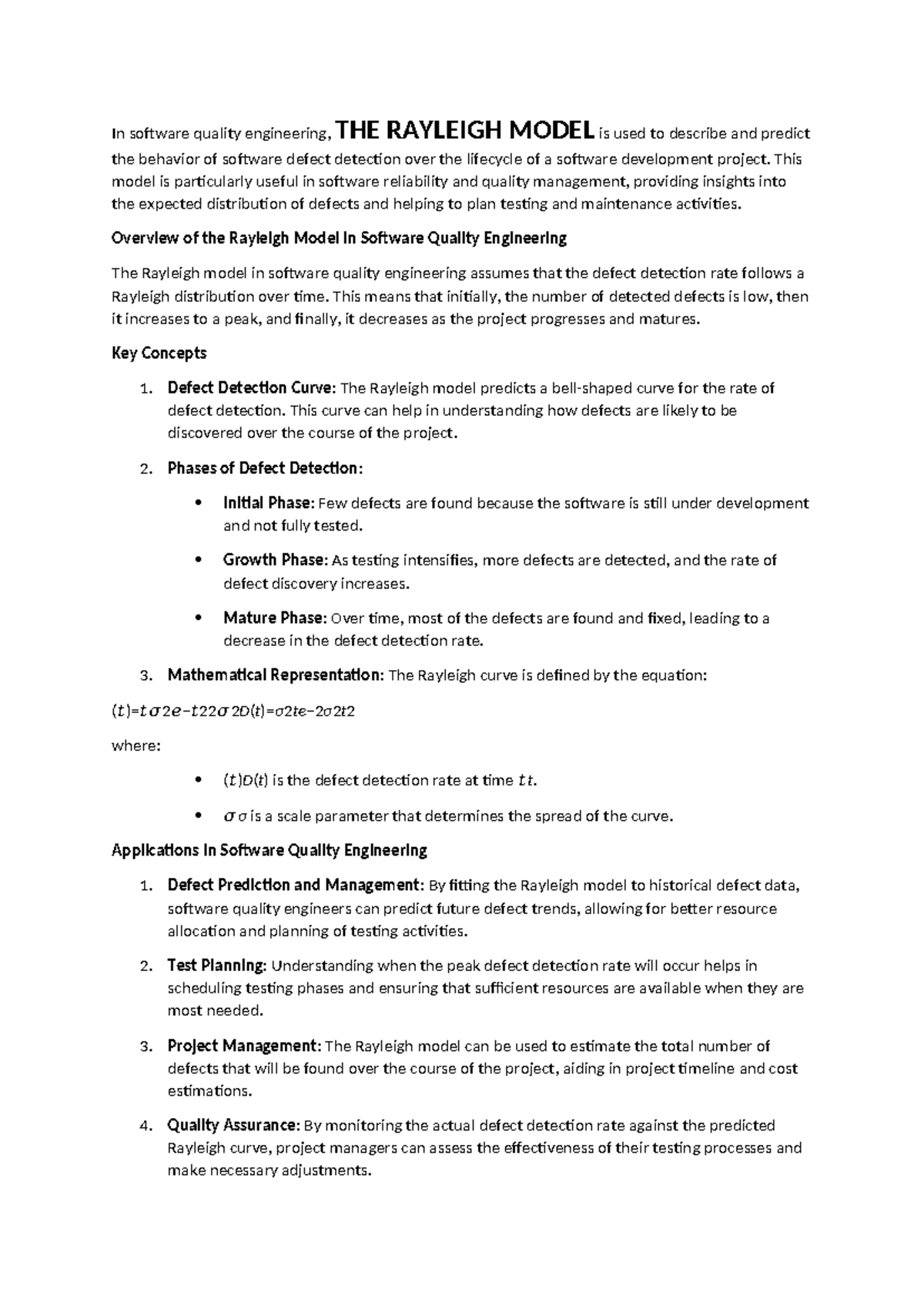Unit-3 SQE (Models) - Rayleigh Model & Software Quality Assessment ...