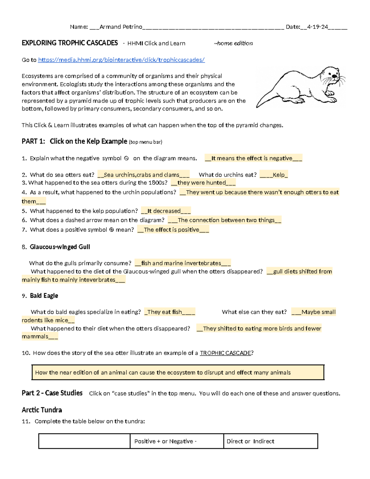 Exploring Trophic Cascades: Webquest Summary - AP2024 - Studocu