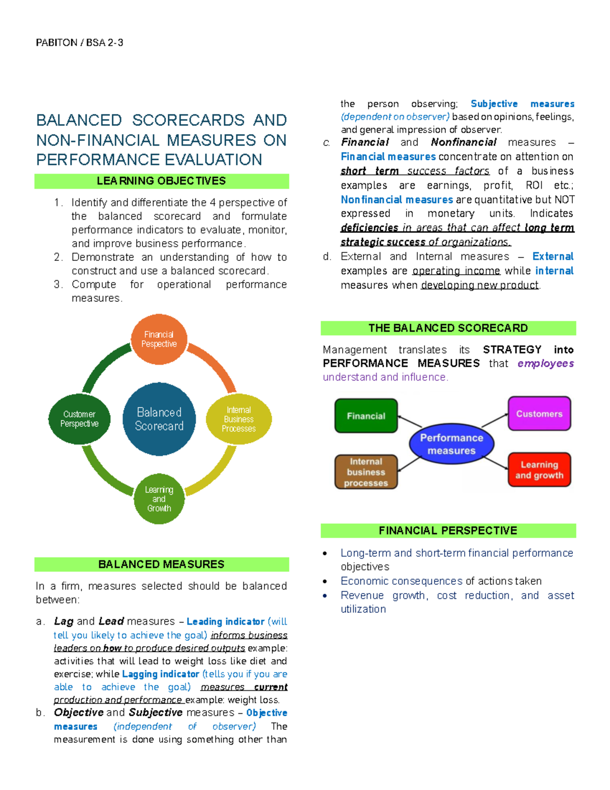 Balanced Scorecard Analysis - Performance Evaluation and Indicators ...