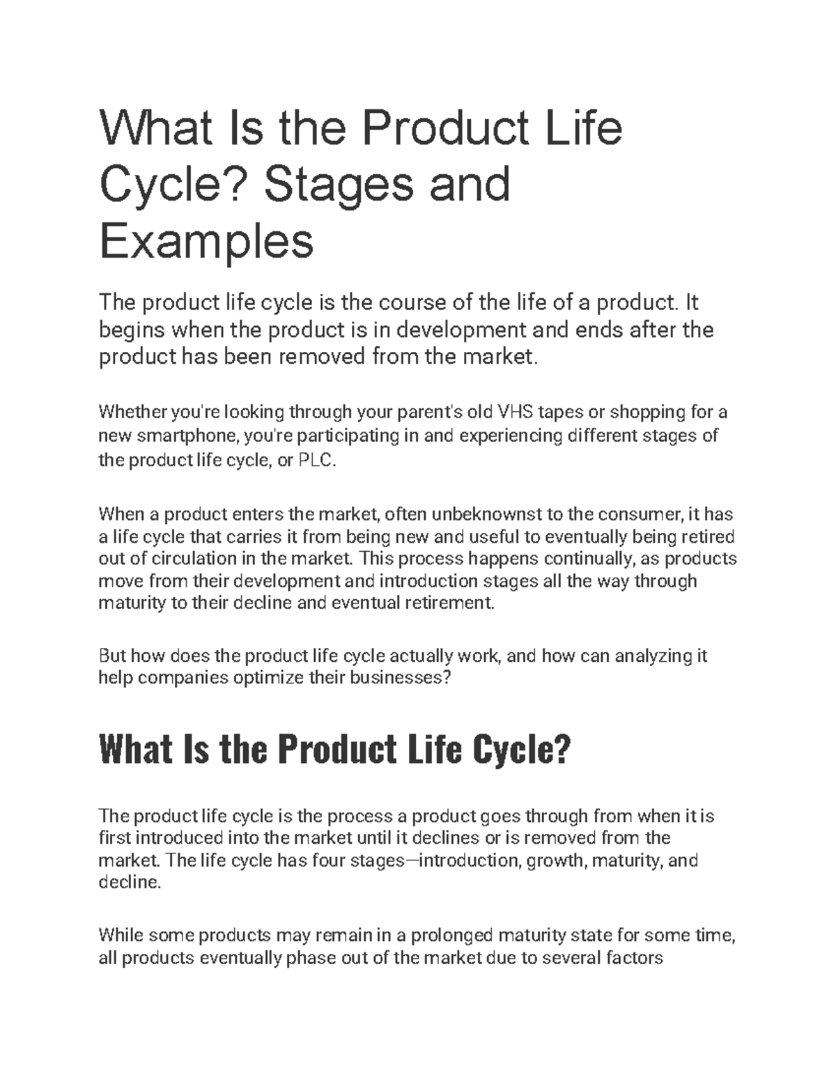 Product Life Cycle Examples Of Products