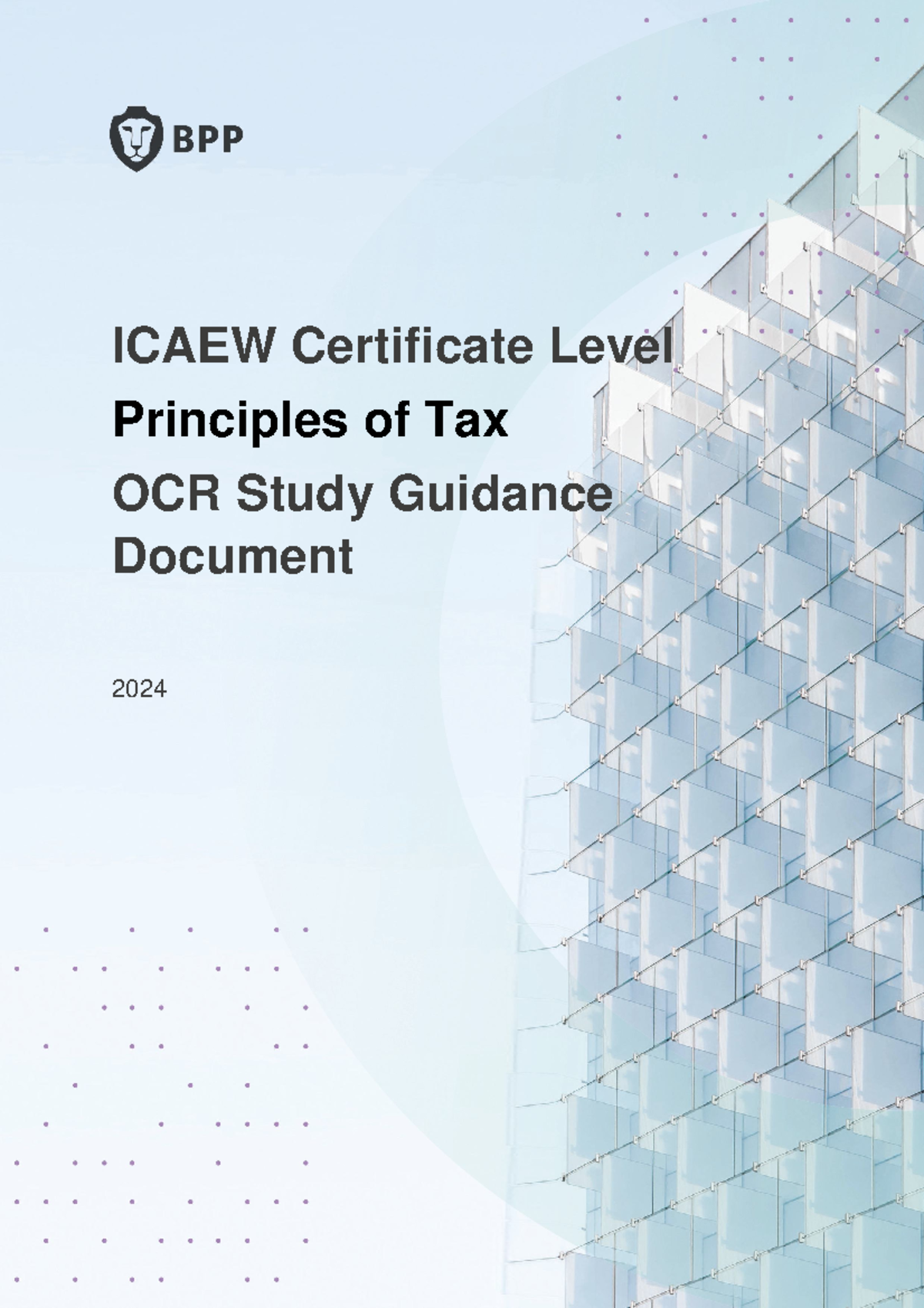 ICAEW Cert Level Principles of Tax OCR Study Guide 2024 - Studocu
