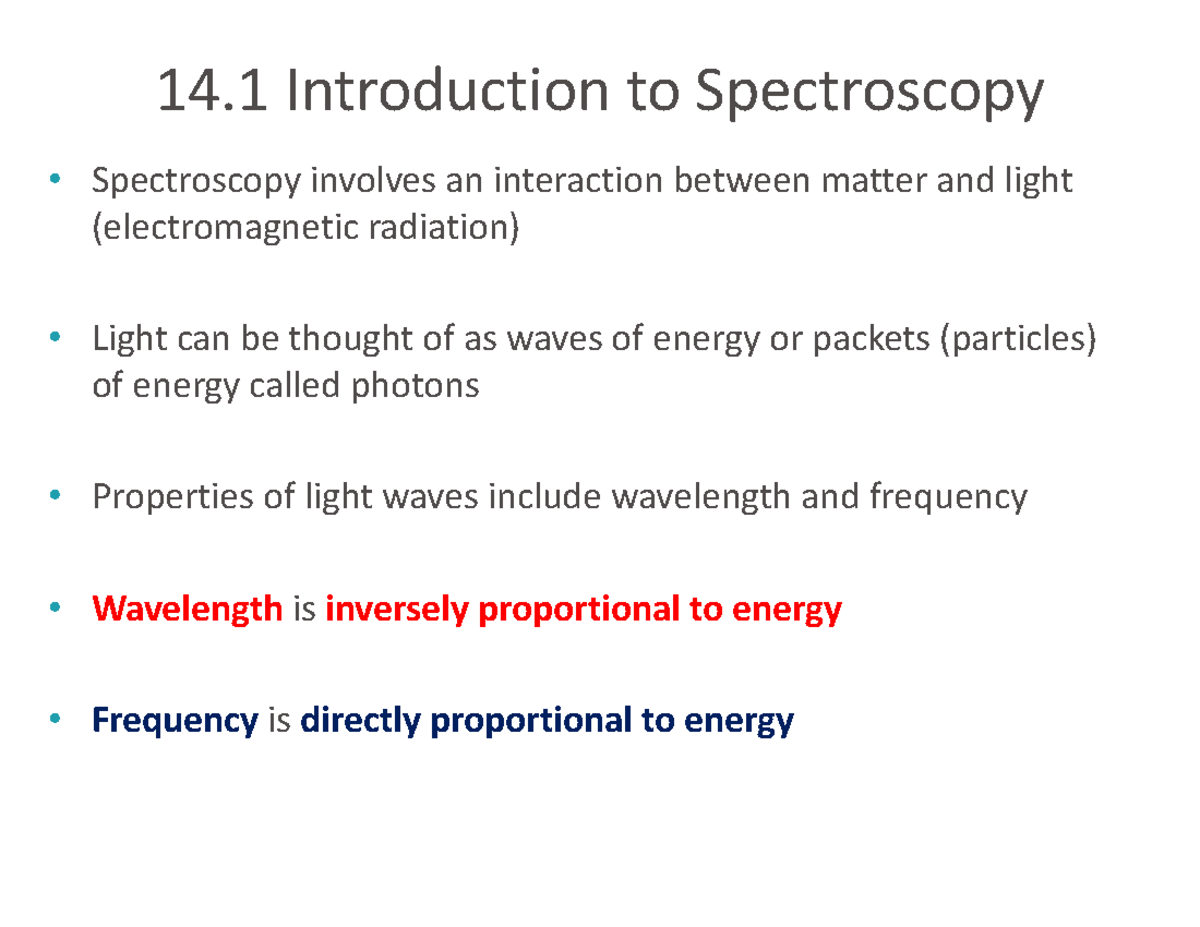 IR Spectroscopy: Key Concepts and Signal Analysis for CHEM 14.1 - Studocu