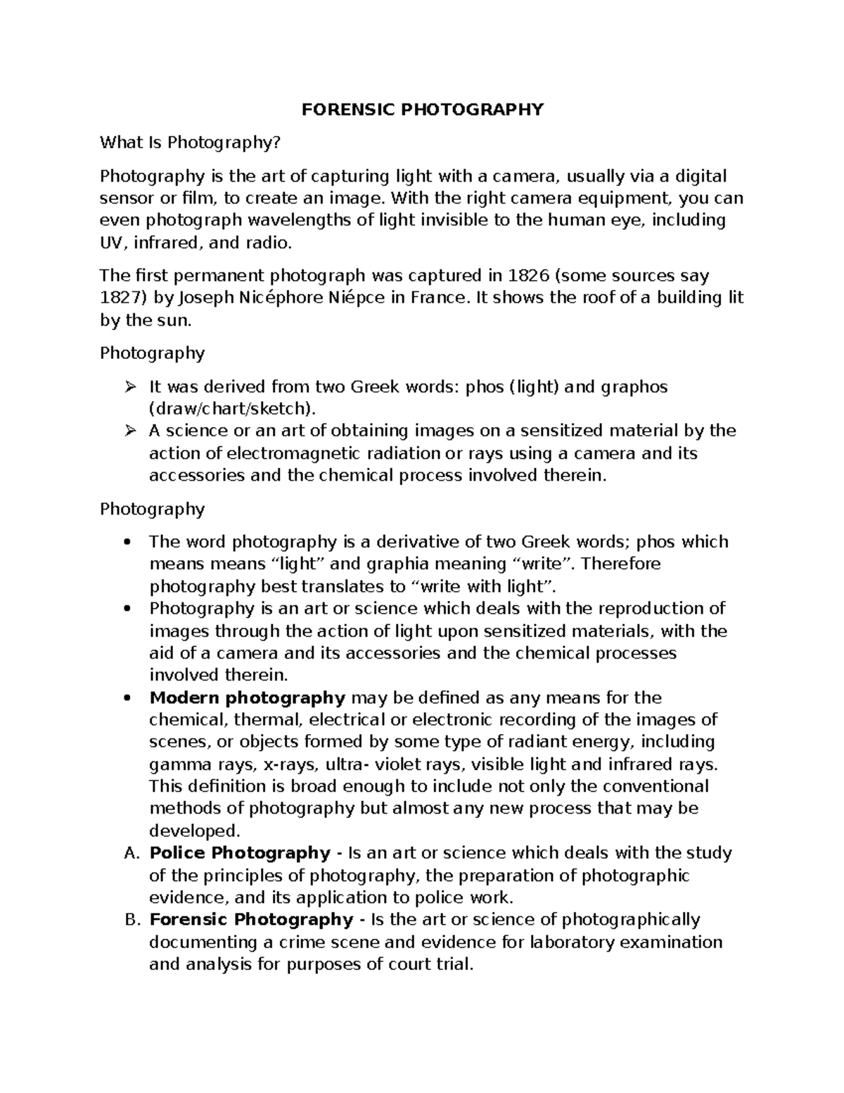 Forensic Photography (CRS 101): Principles and Applications in Crime ...
