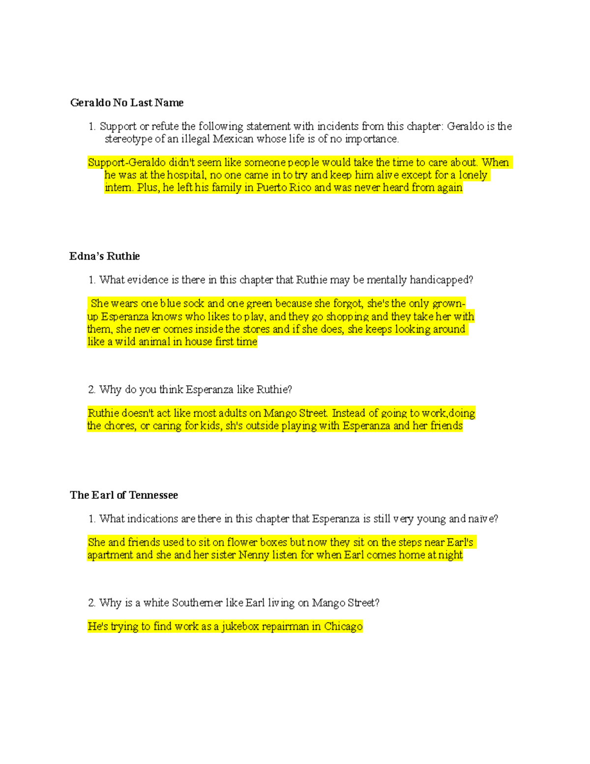 The House on Mango Street: Section 5 Insights and Analysis - Studocu