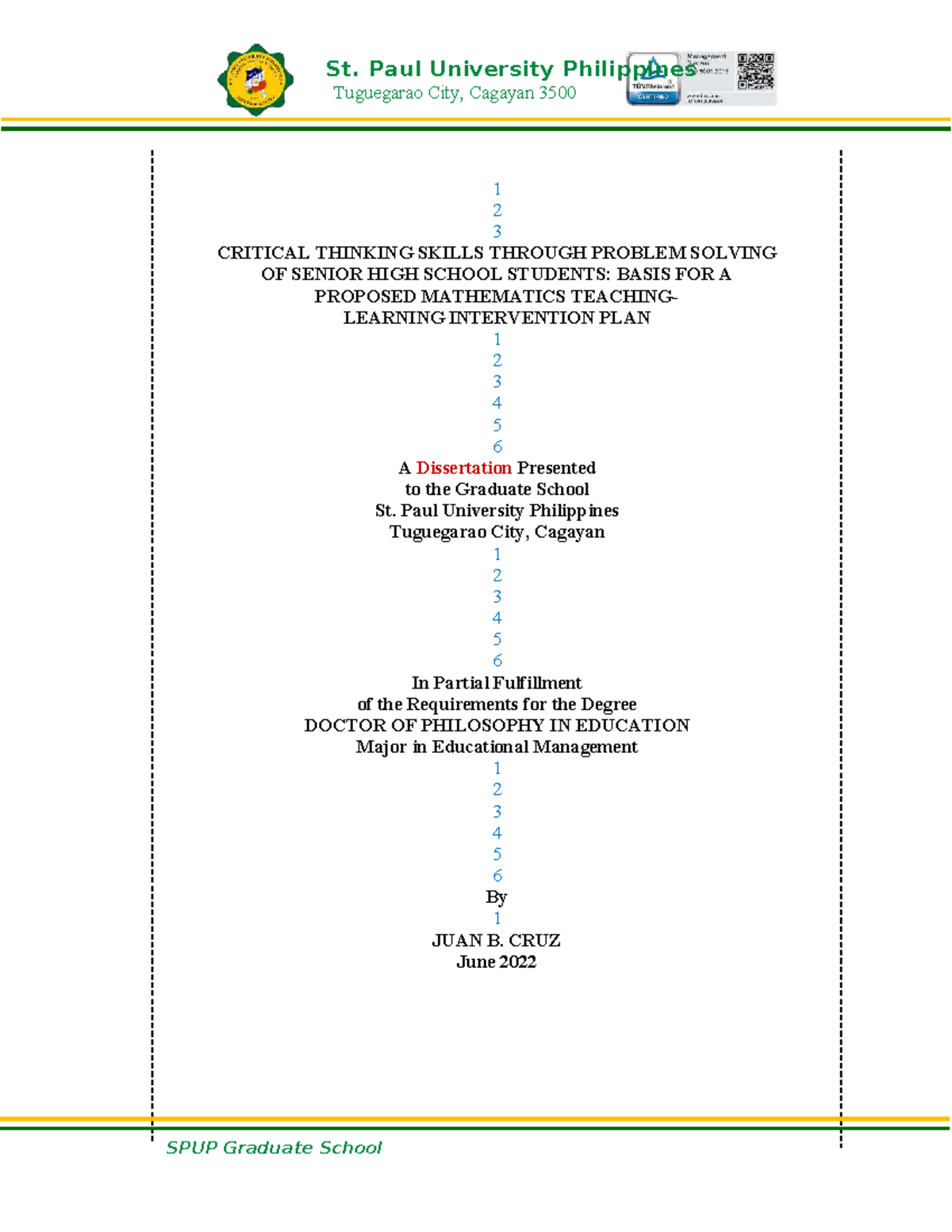 Critical Thinking Skills in Senior High: A Proposed Math Intervention ...