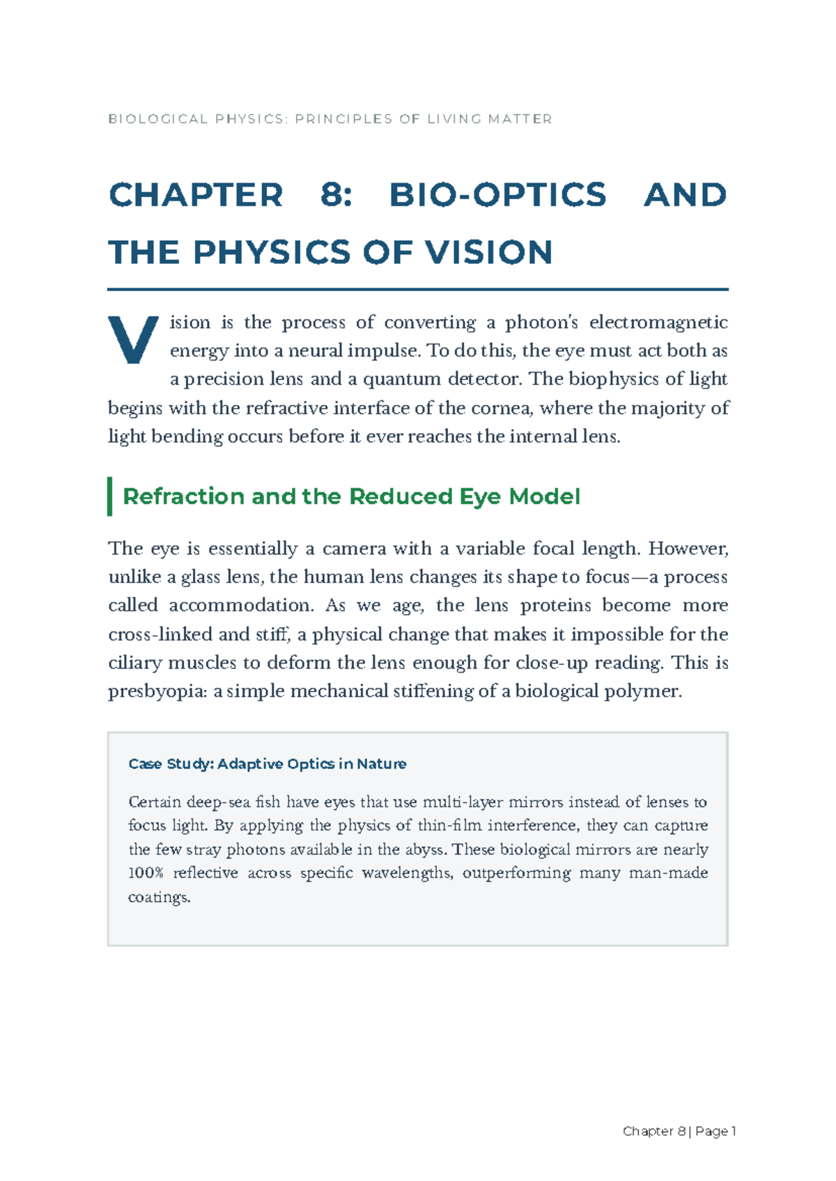 BIOPHYSICS: CH8 - PHYSICS OF VISION & LIGHT REFRACTION - Studocu