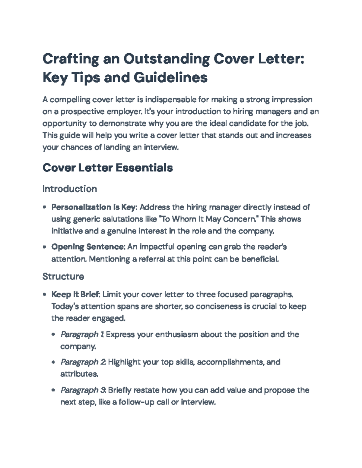 Crafting an Outstanding Cover Letter: Key Tips for Job Applications ...