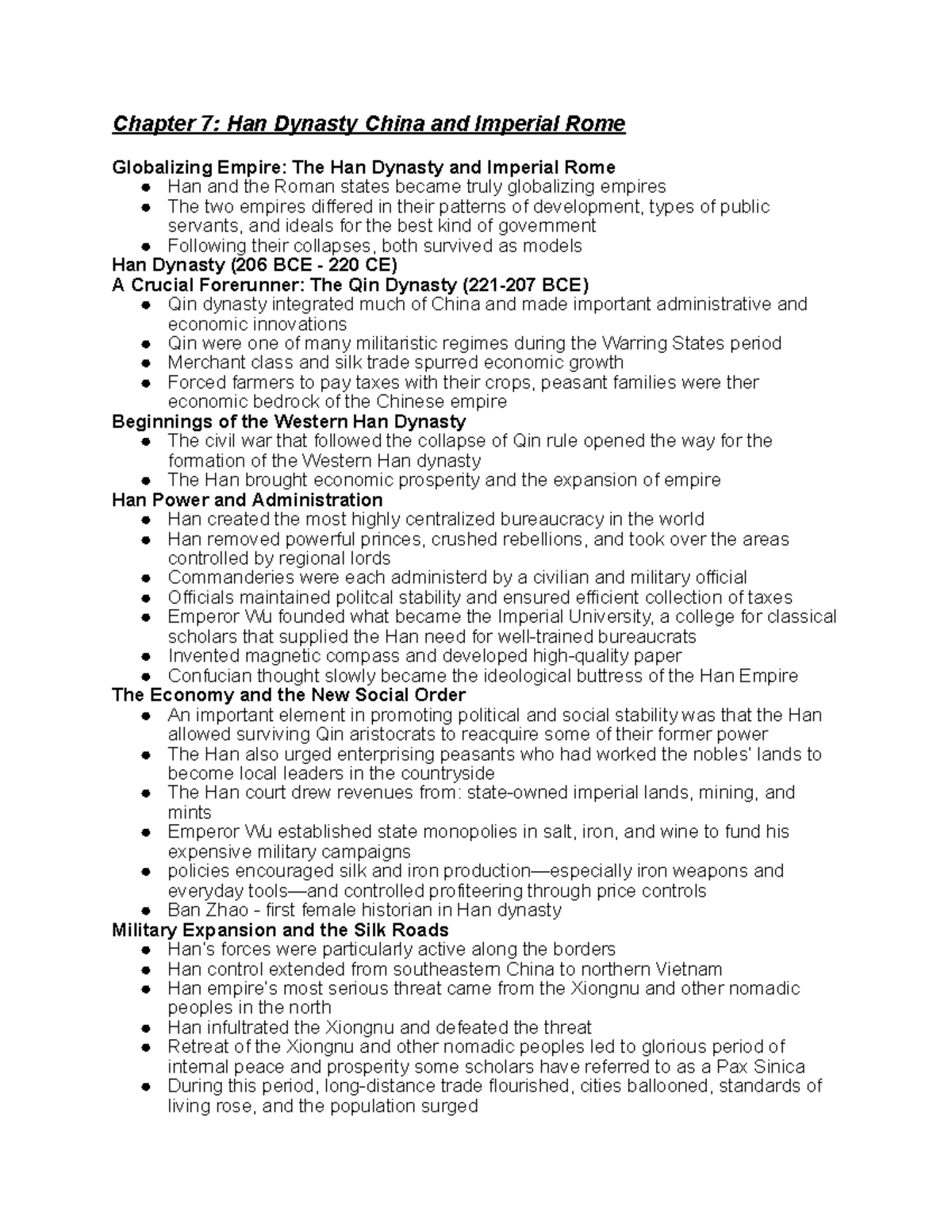Chapter 7 WTWA - Chapter 7: Han Dynasty China and Imperial Rome ...