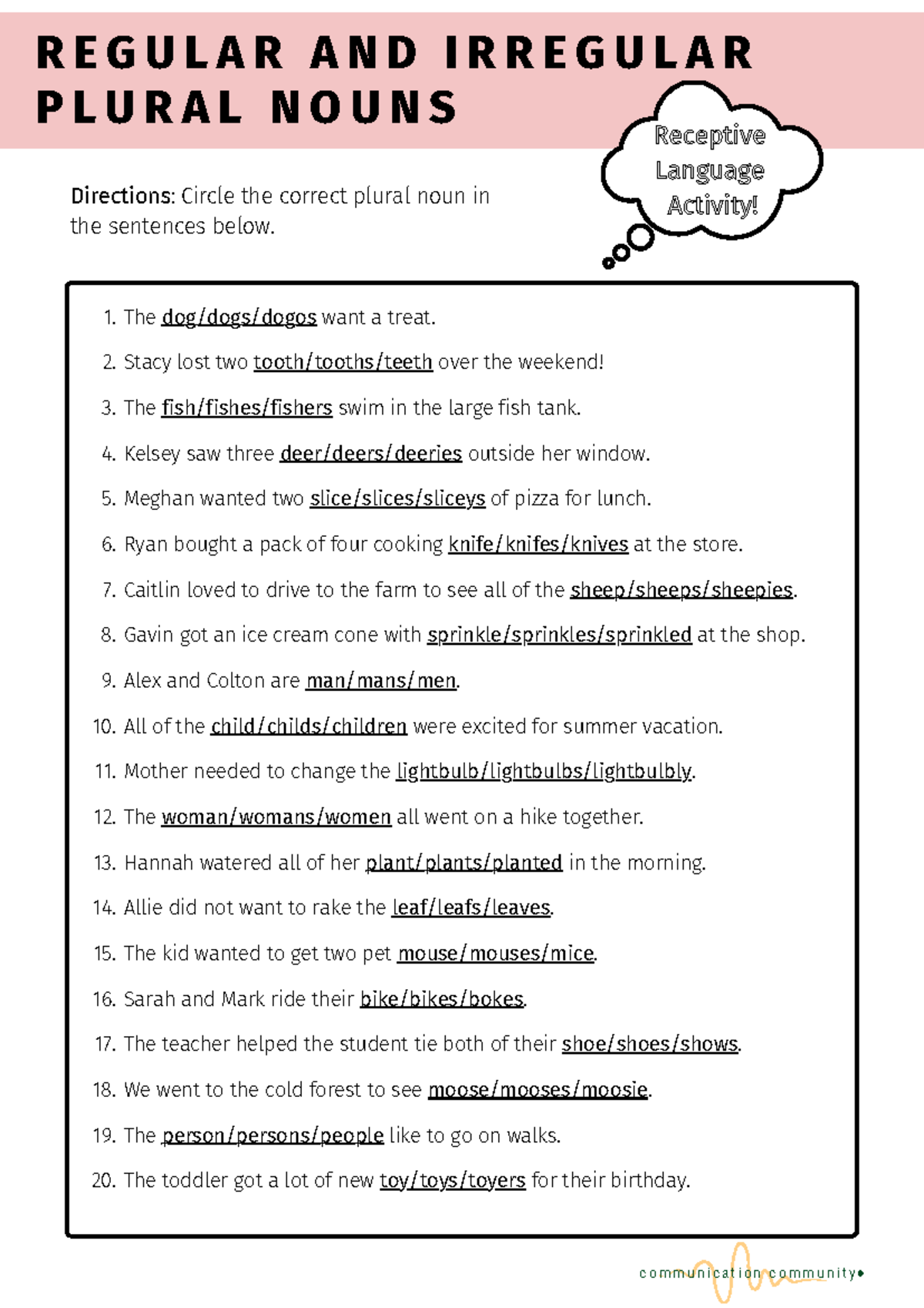 Plural Nouns Worksheet: Regular & Irregular Nouns Activity - Studocu