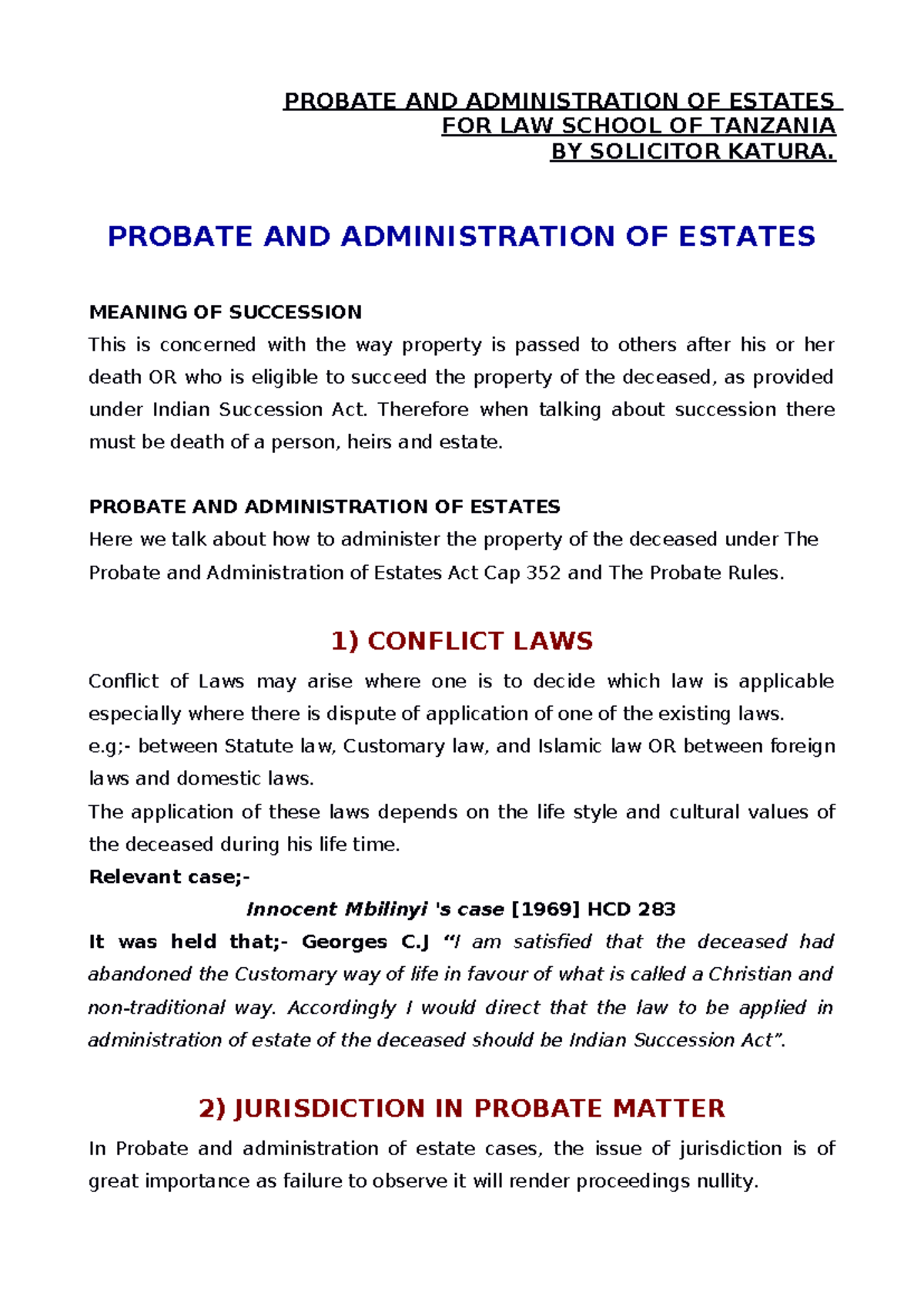 Probate Administration of Estates: Key Insights (LAW 101) - Studocu