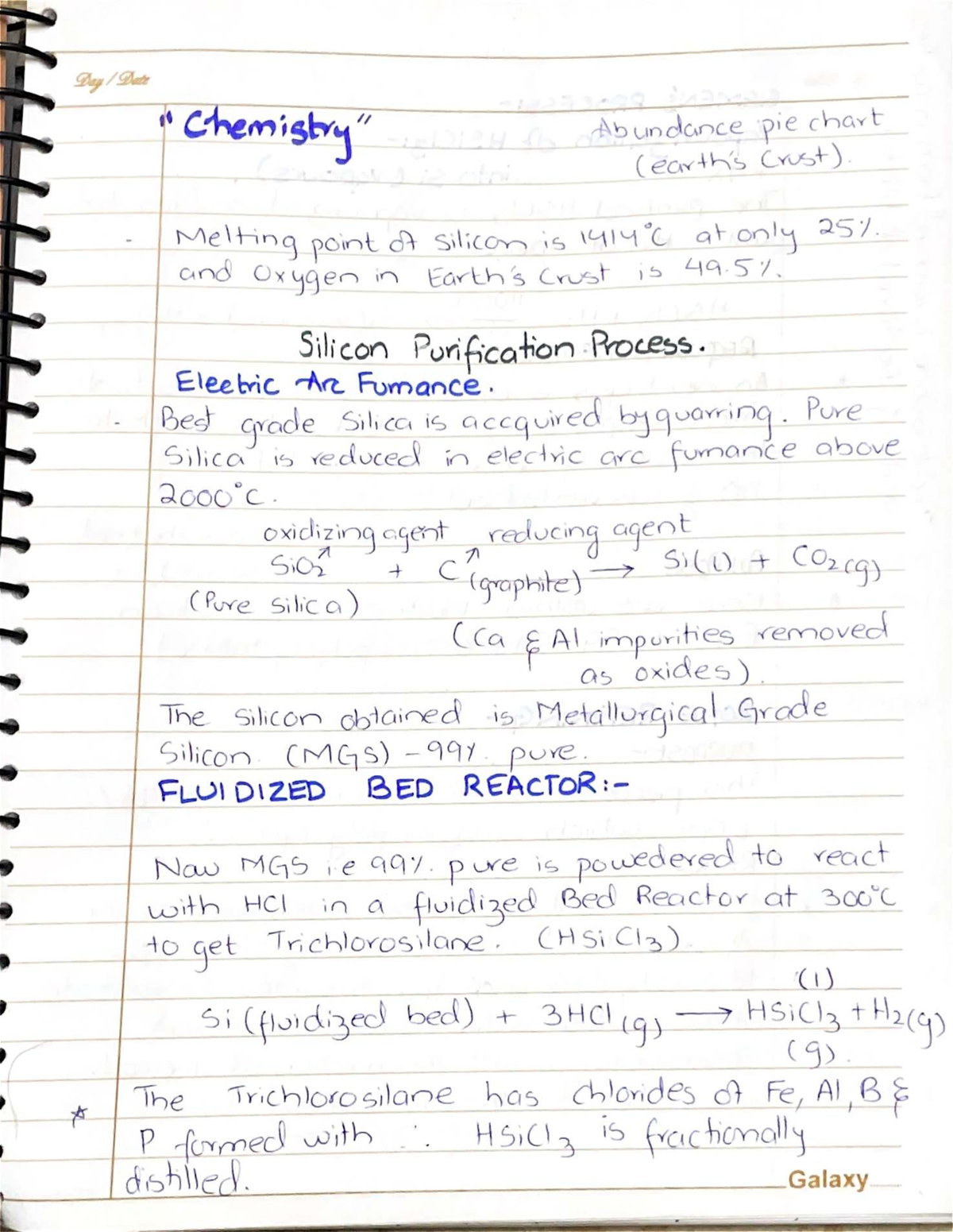CH101 Post Midterm: Silicon Purification and Air Pollution Chemistry ...