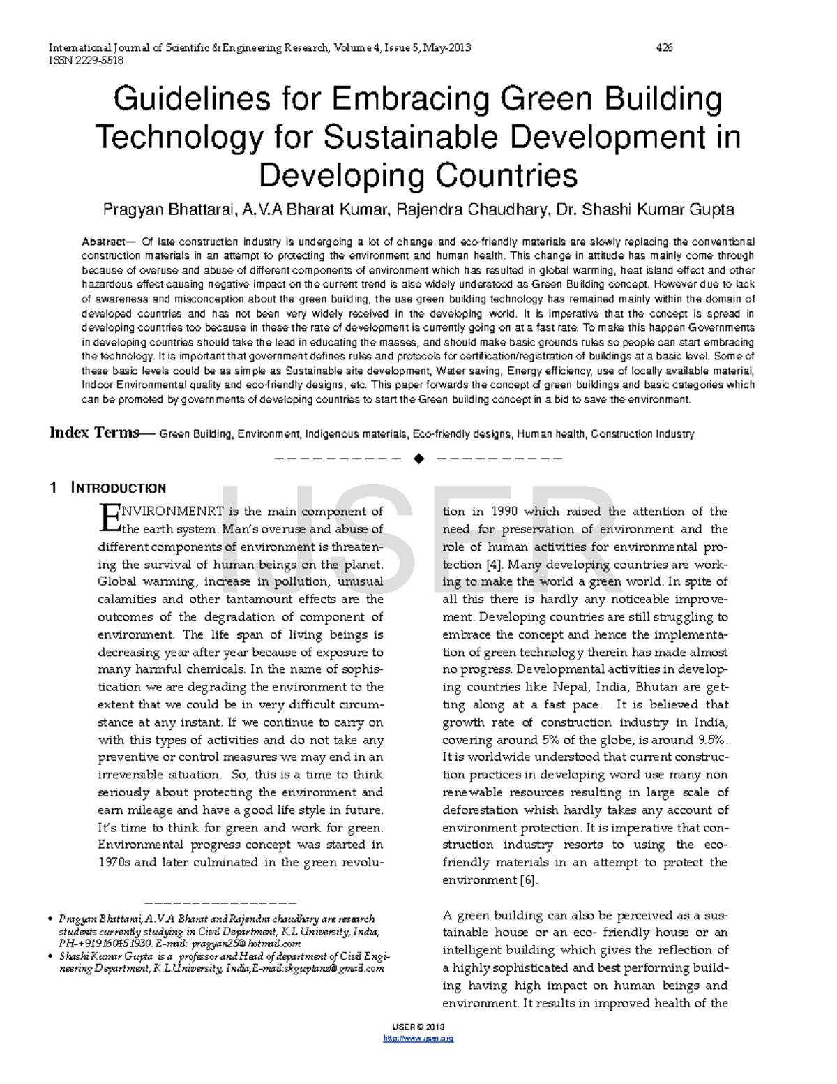 Guidelines for Embracing Green Building Technology in Developing ...