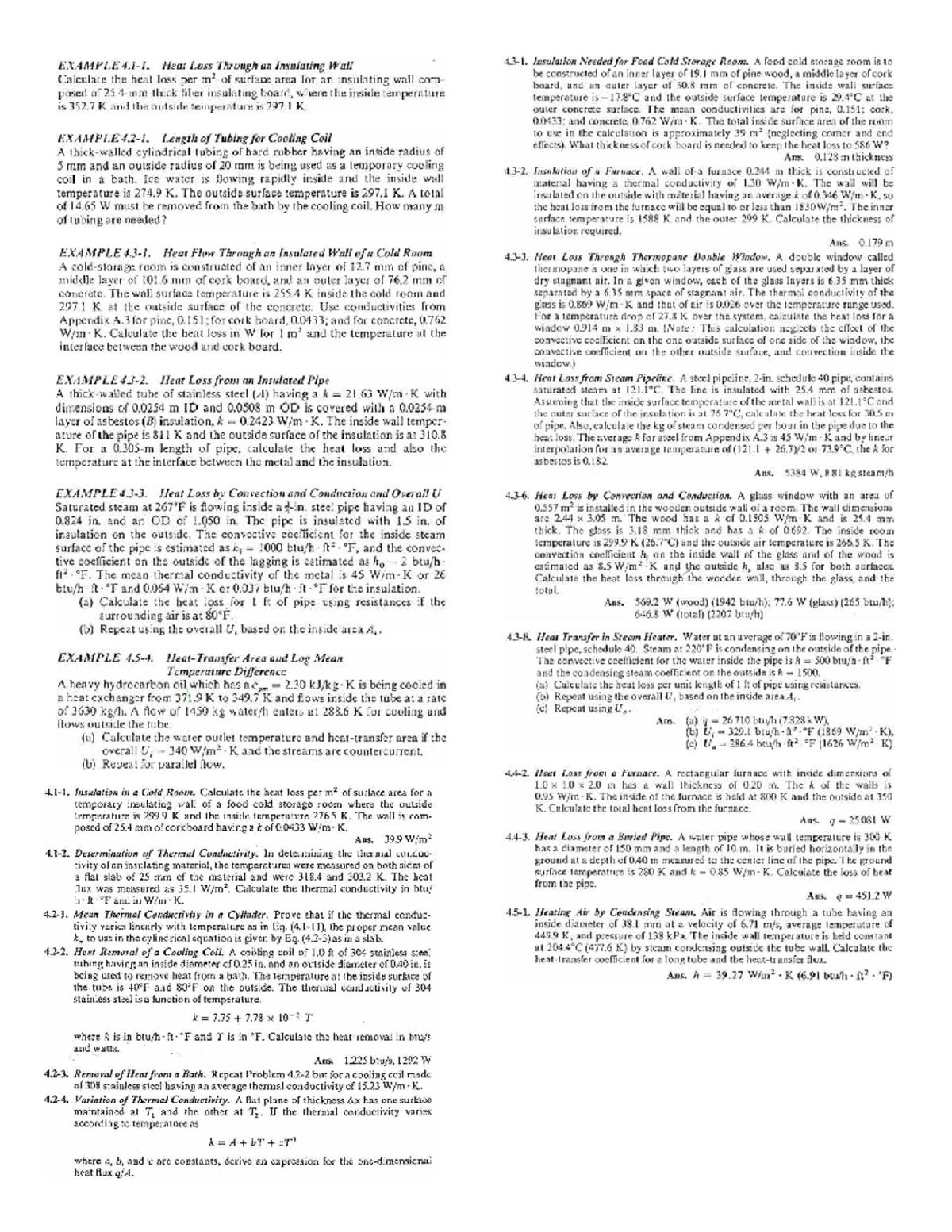 Heat Loss Calculations for Insulated Walls and Cooling Systems (LE 1 ...