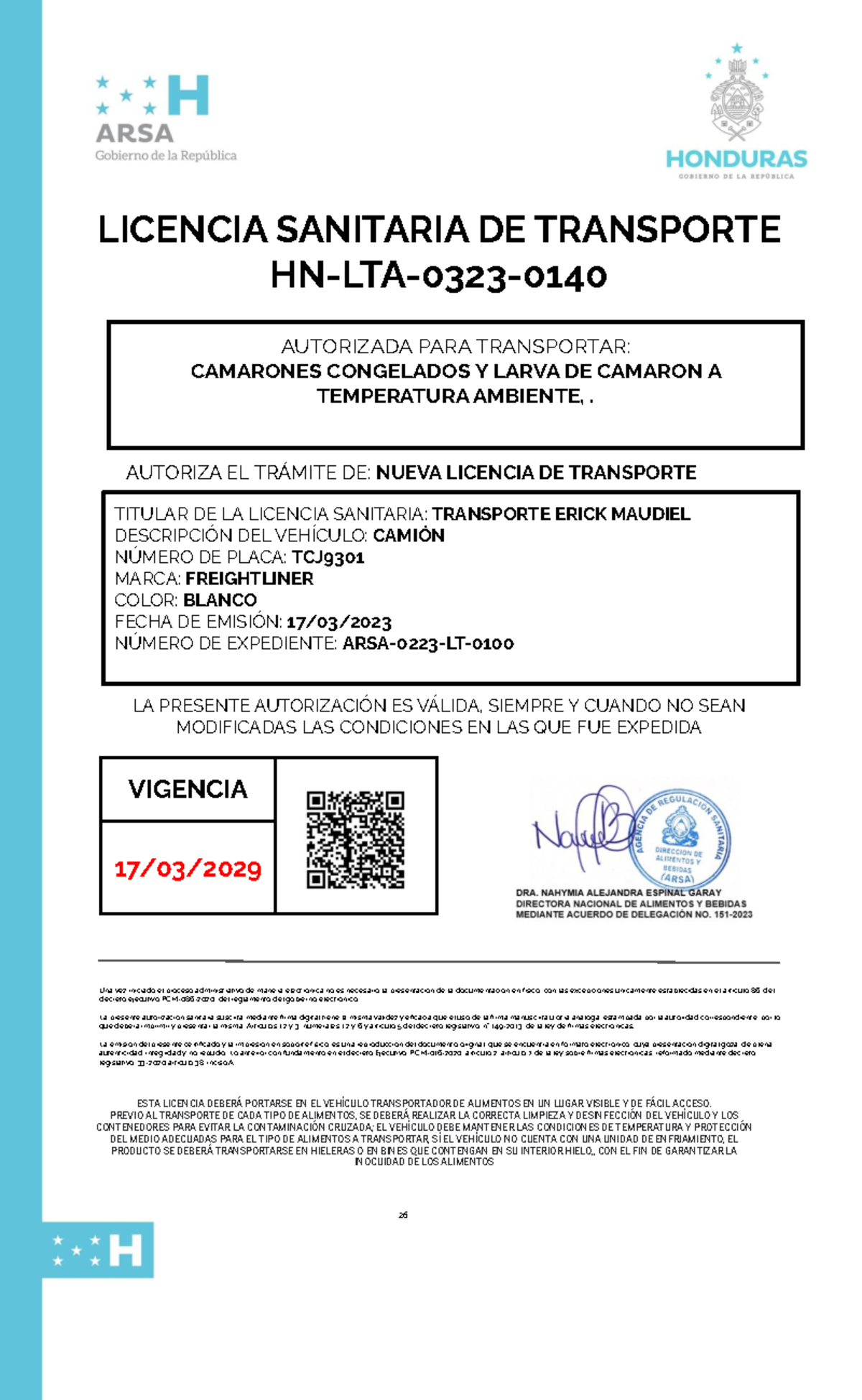 QR ARSA-0223-LT-0100 - JJJJJJJJJJJJJJJ - LICENCIA SANITARIA DE ...