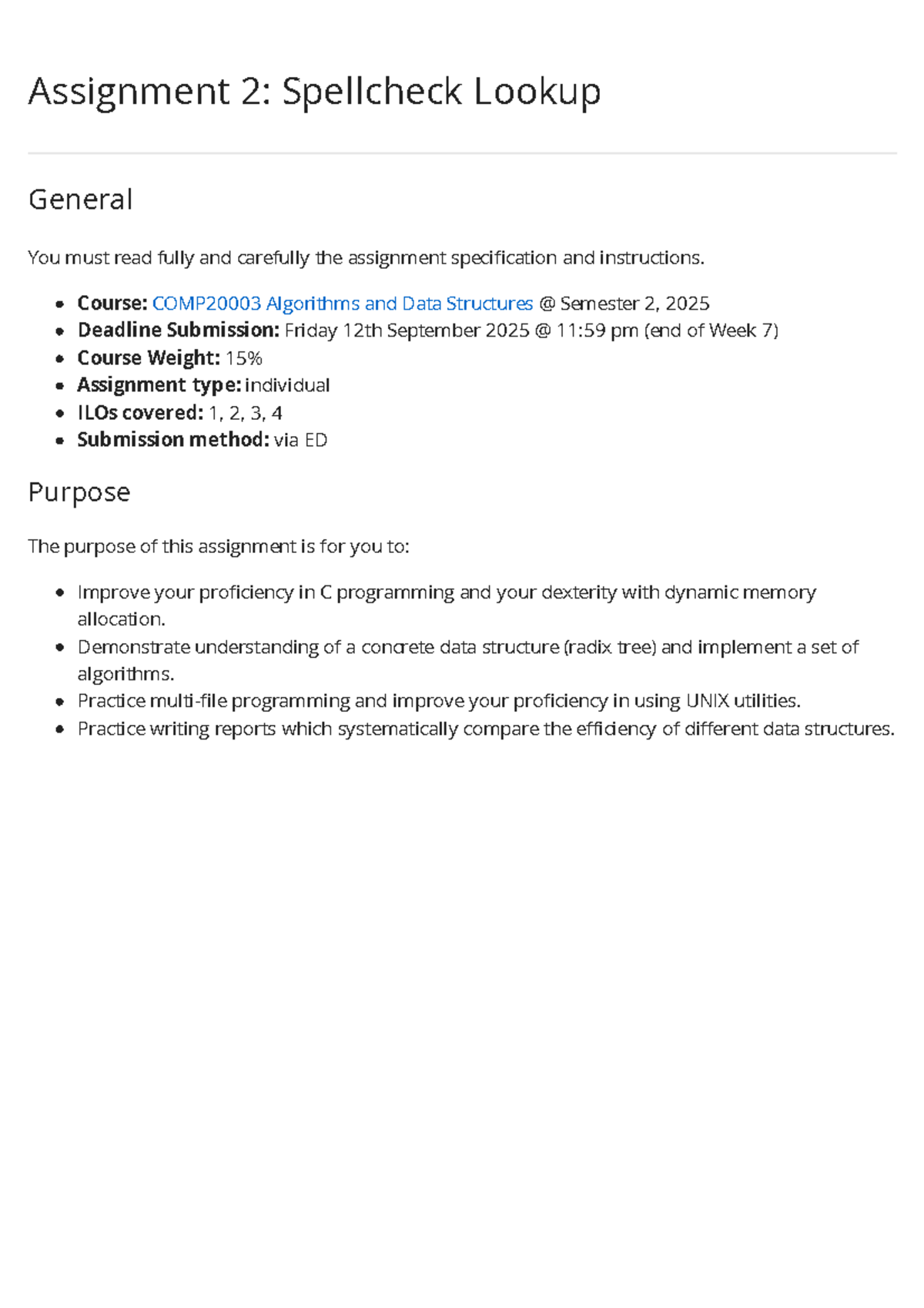 Assignment 2: Spellcheck Lookup with Radix Trees - Studocu