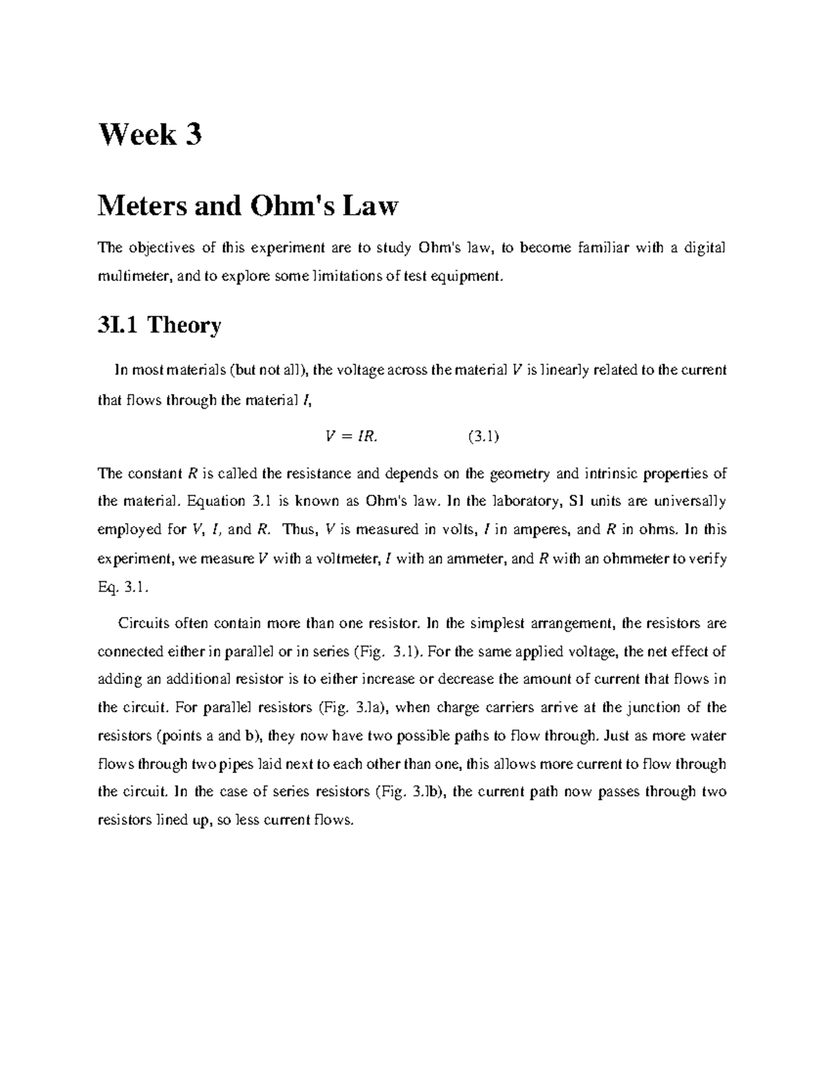 Week 3 Lab: Exploring Meters and Ohm's Law in Circuit Analysis - Studocu