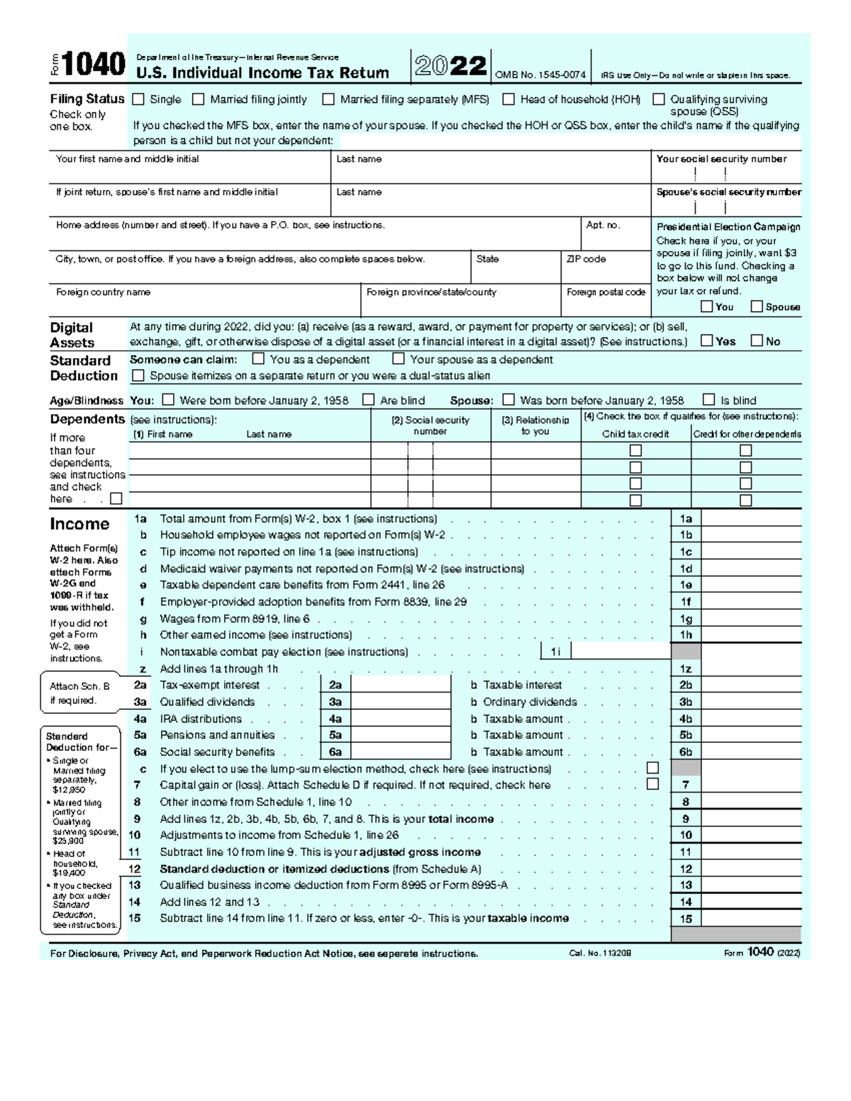 Form 1040 U: Individual Income Tax Return Guide for 2022 - Studocu