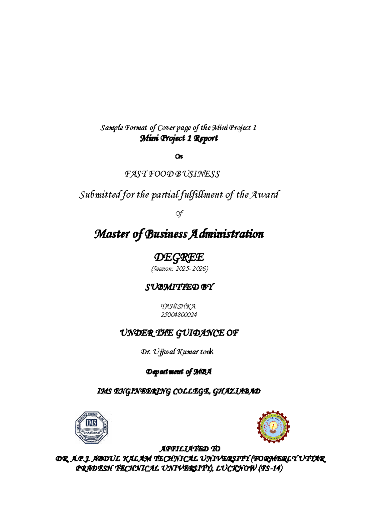 MBA Mini Project 1 Report: Fast Food Business Analysis - Studocu