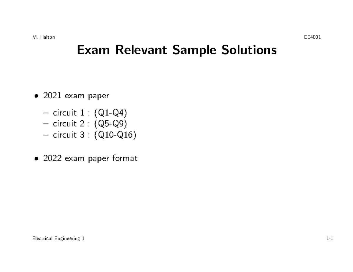 EE4001 Final Exam A2021 - Past Exam Paper for Electrical Eng 1 - Studocu