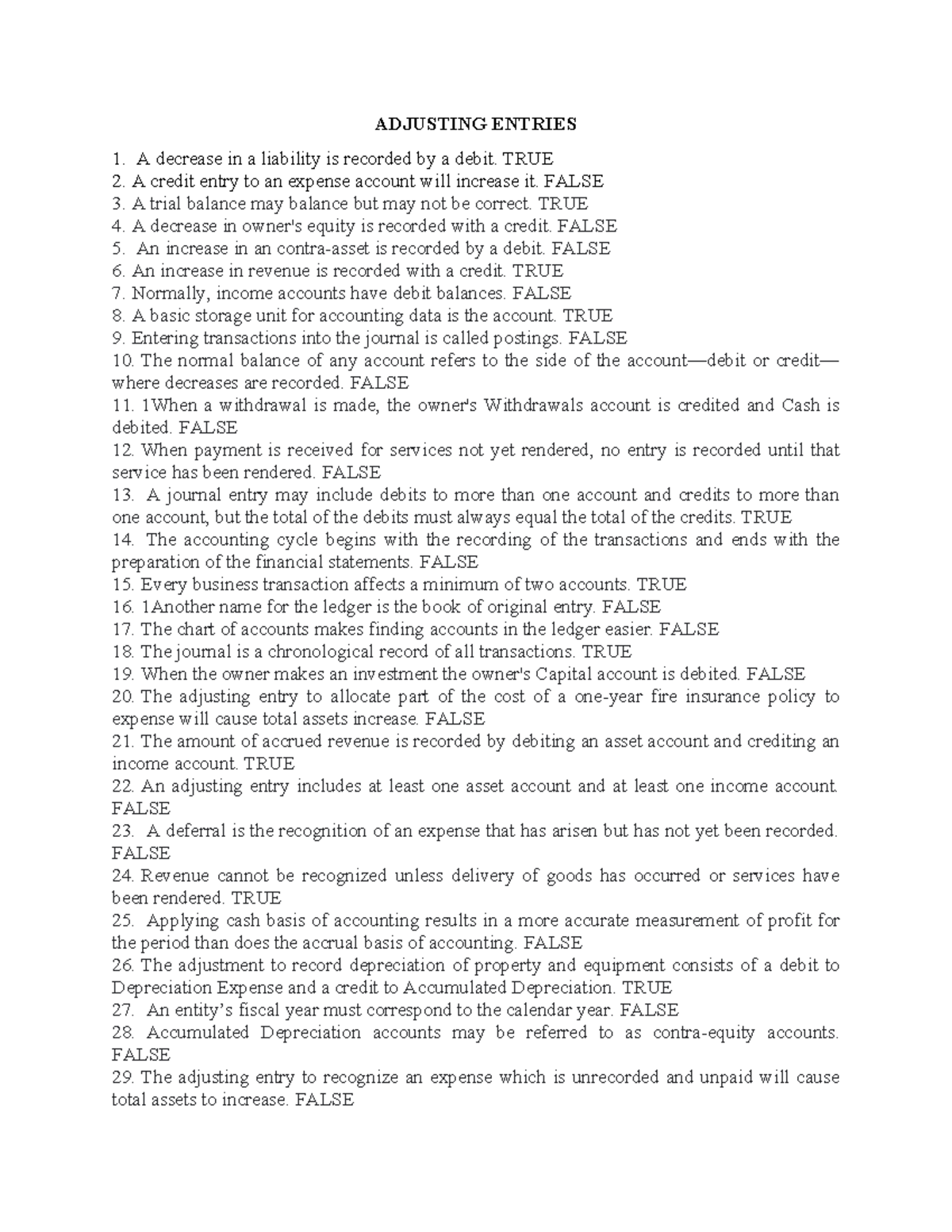 FAR Reviewer for 2nd Exam: Adjusting Entries and Accounting Concepts - Studocu