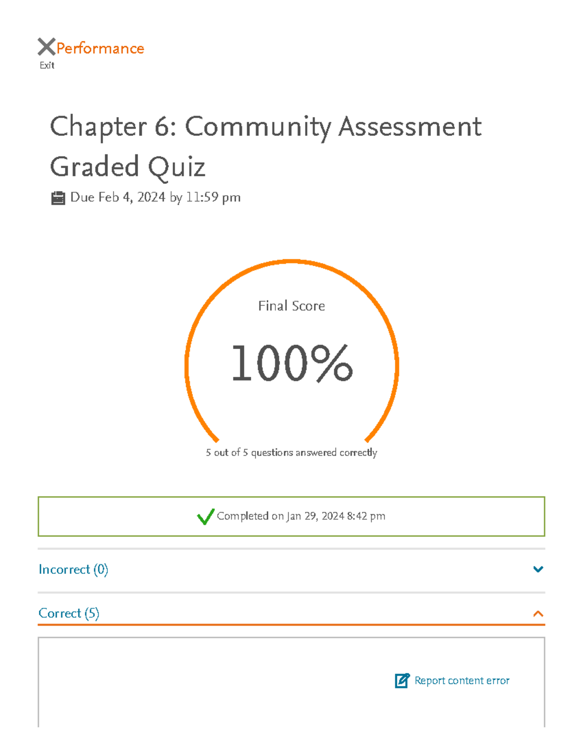 444 Chapter 6 community assessment - Exit Performance Chapter 6 ...