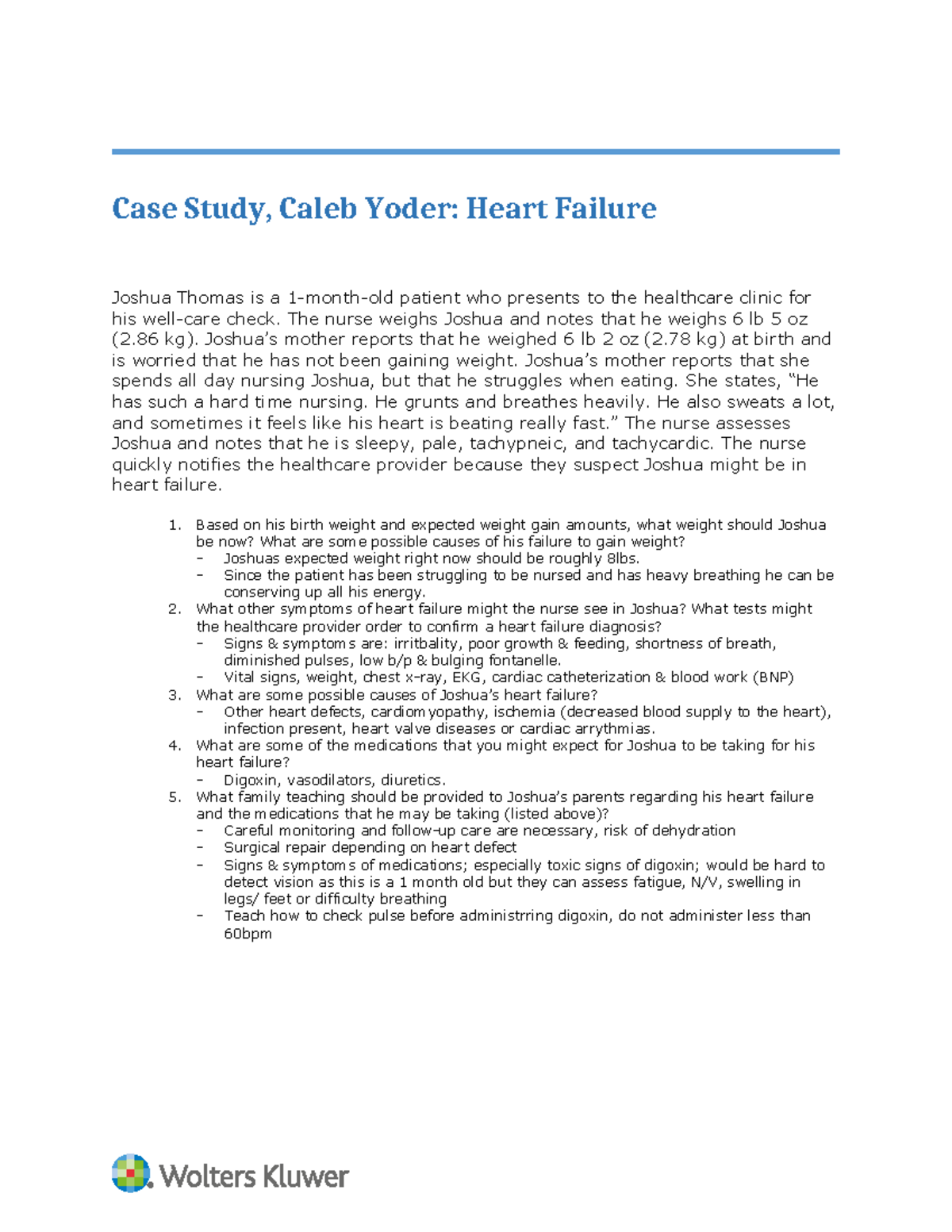 Heart Failure case study - Case Study, Caleb Yoder: Heart Failure ...