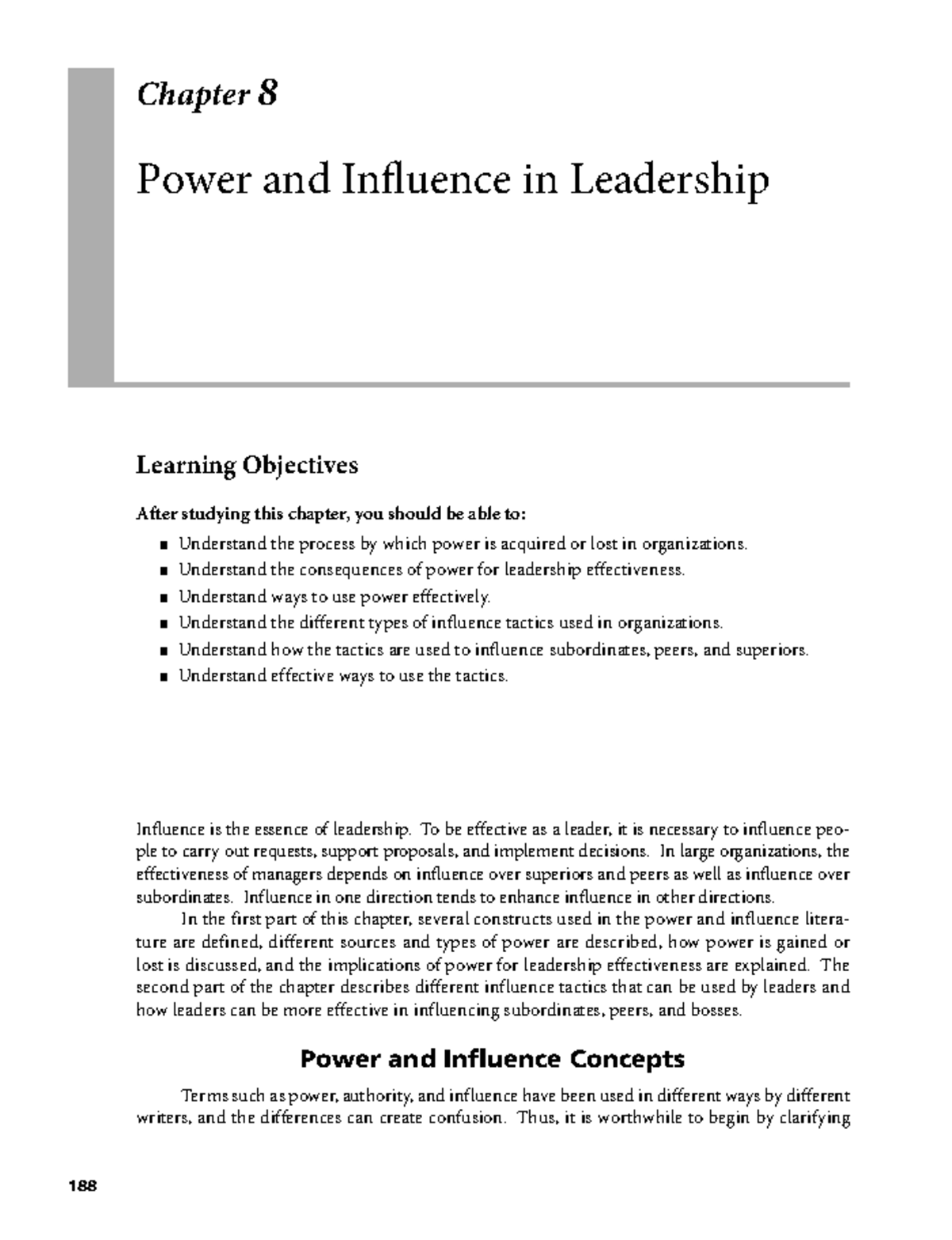 Chapter 8: Power and Influence in Leadership - Key Concepts and Tactics ...