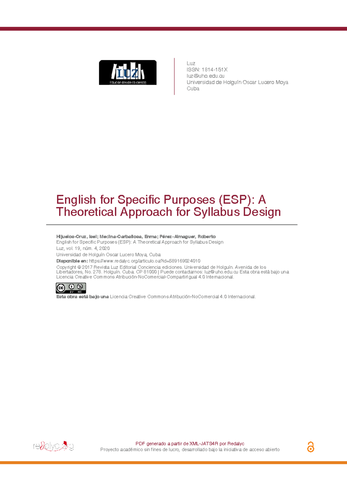 English for Specific Purposes (ESP): Syllabus Design Theoretical ...
