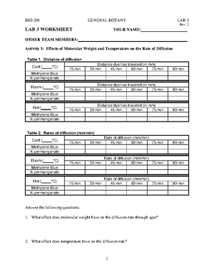 Lab 2, Plant Cell Structure (Rev. 2) - Worksheet Only - BIO 208 GENERAL ...